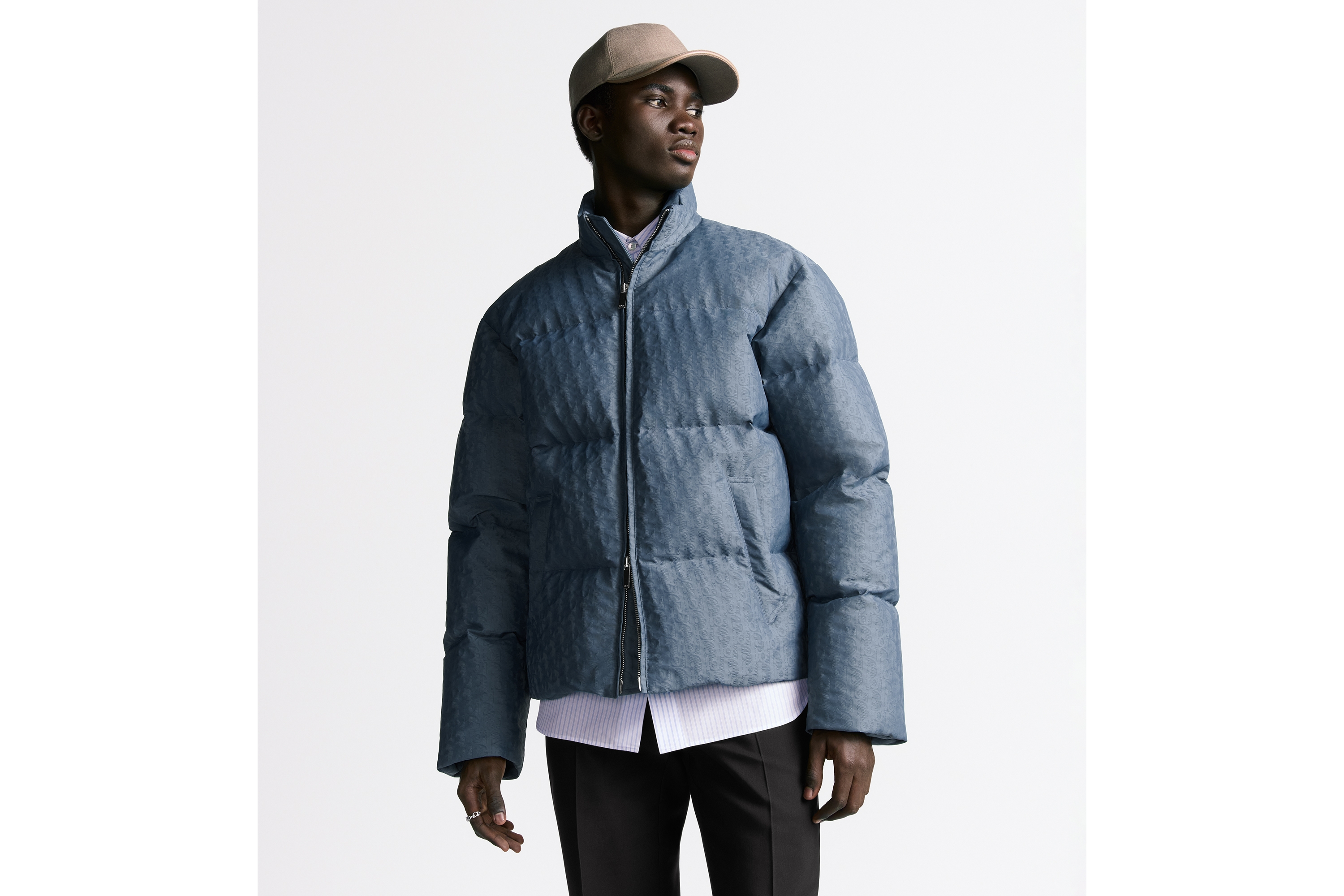 Dior Oblique Puffer Jacket Blue Technical Jacquard | DIOR