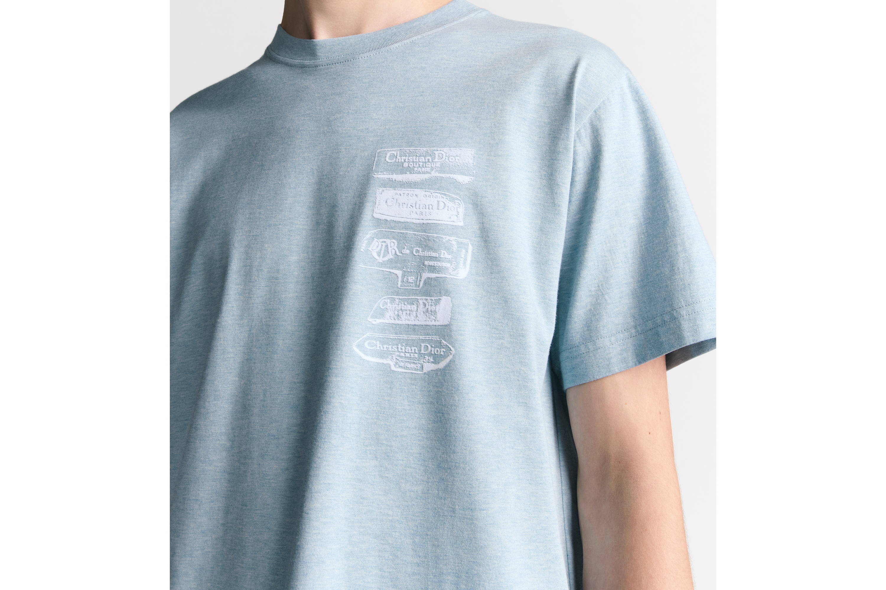 Dior Archives Labels T-Shirt, Relaxed Fit Baumwolljersey in Blau | DIOR