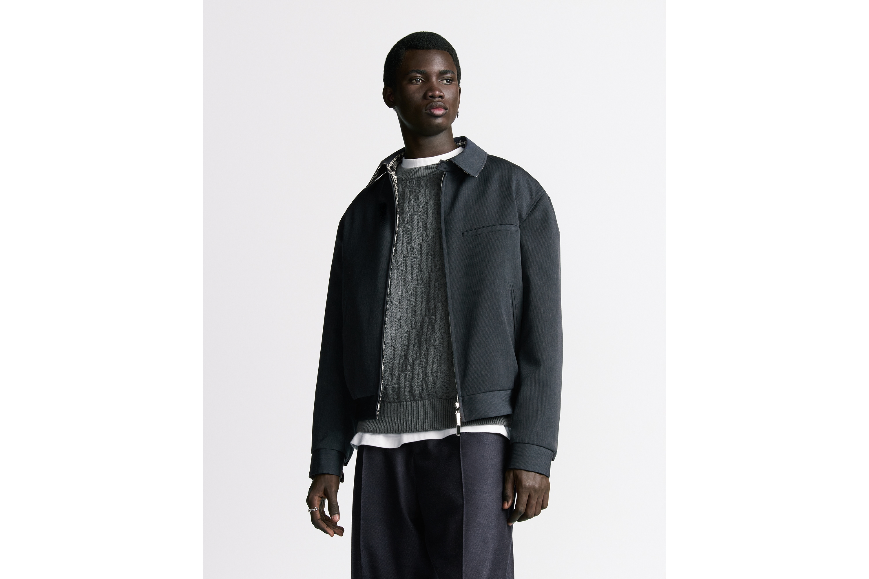 Reversible Zipped Jacket Blue Virgin Wool | DIOR