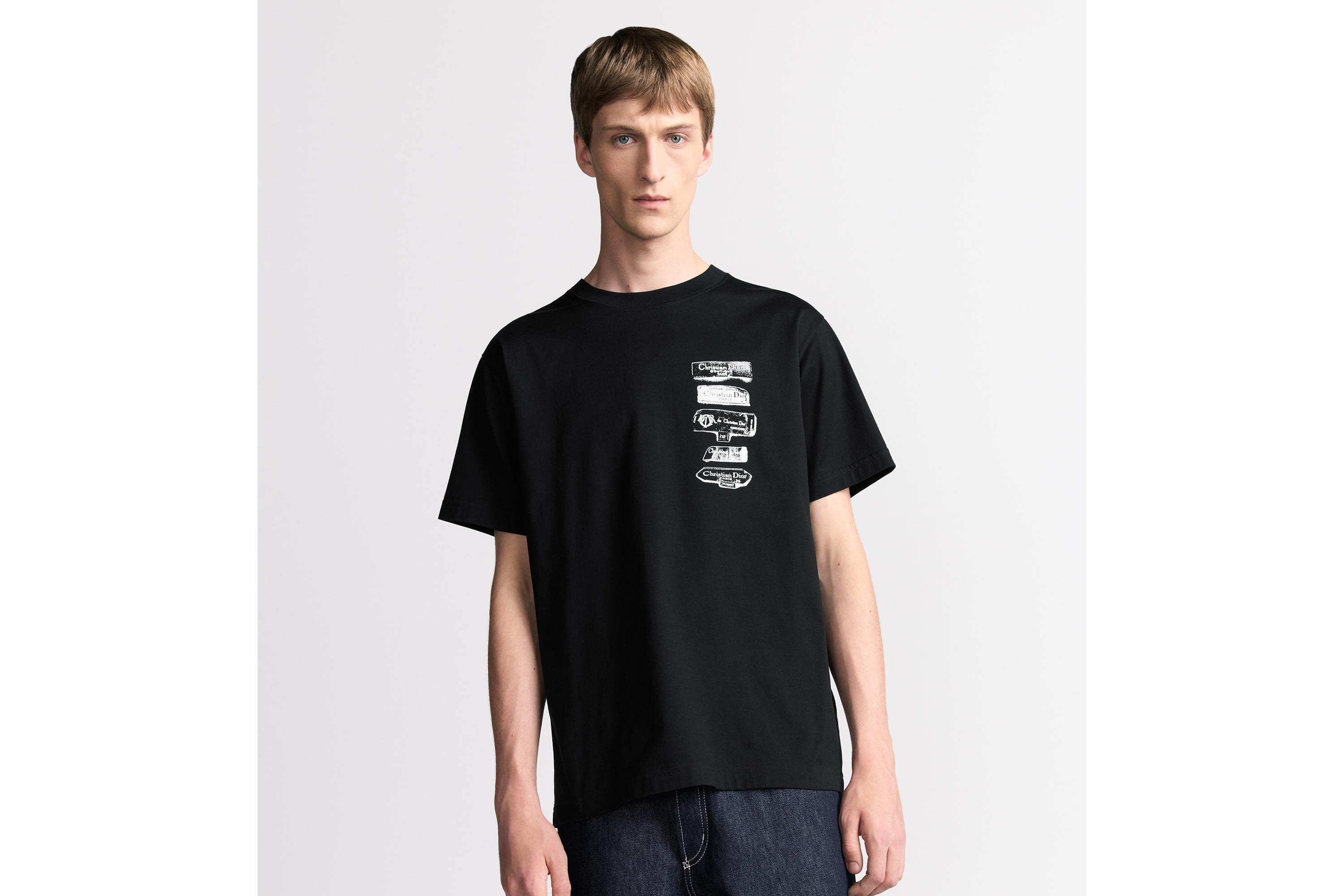 Dior Archives Labels T-Shirt, Relaxed Fit Black Cotton Jersey | DIOR