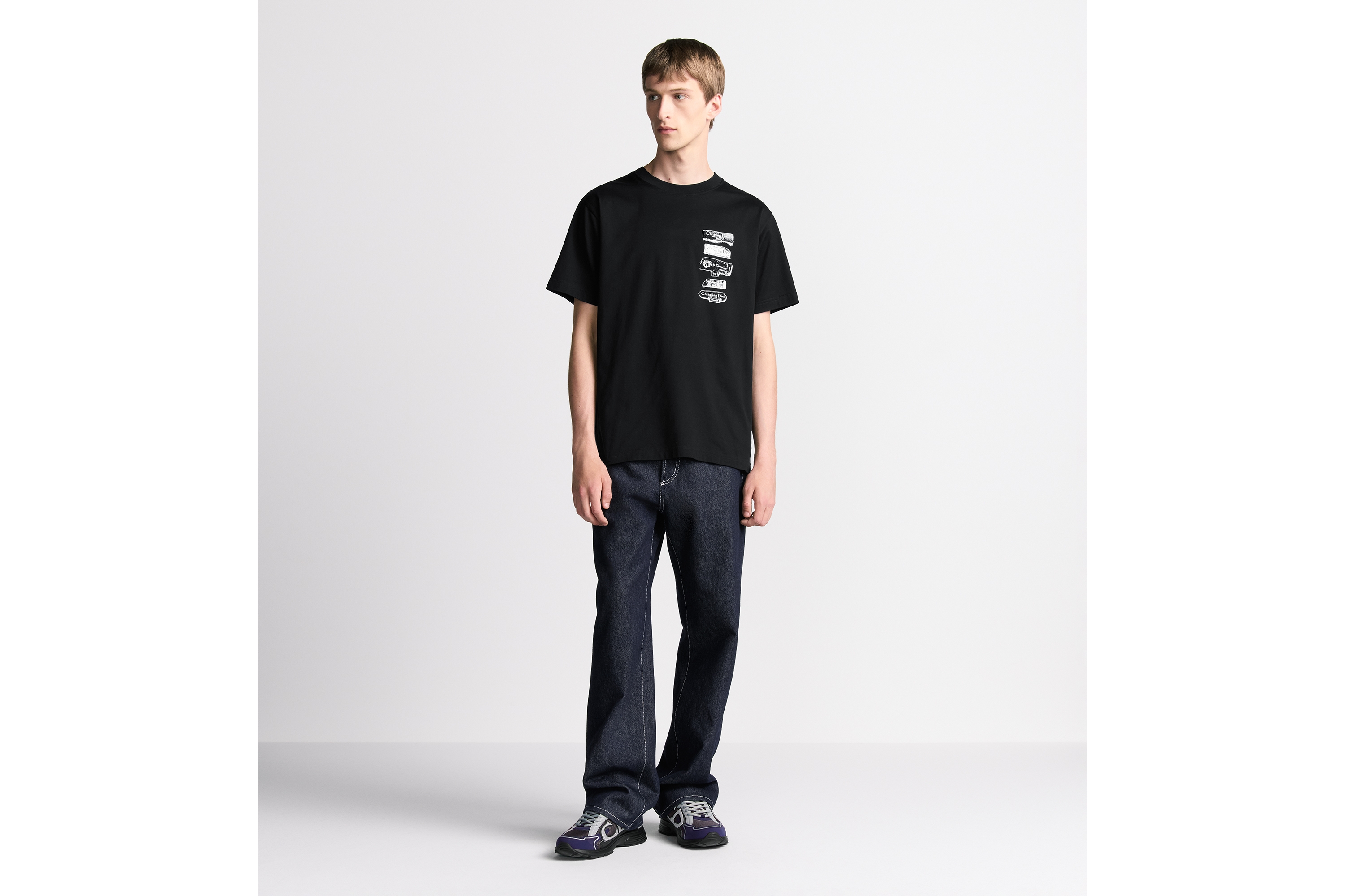 Dior Archives Labels T-Shirt, Relaxed Fit Black Cotton Jersey | DIOR