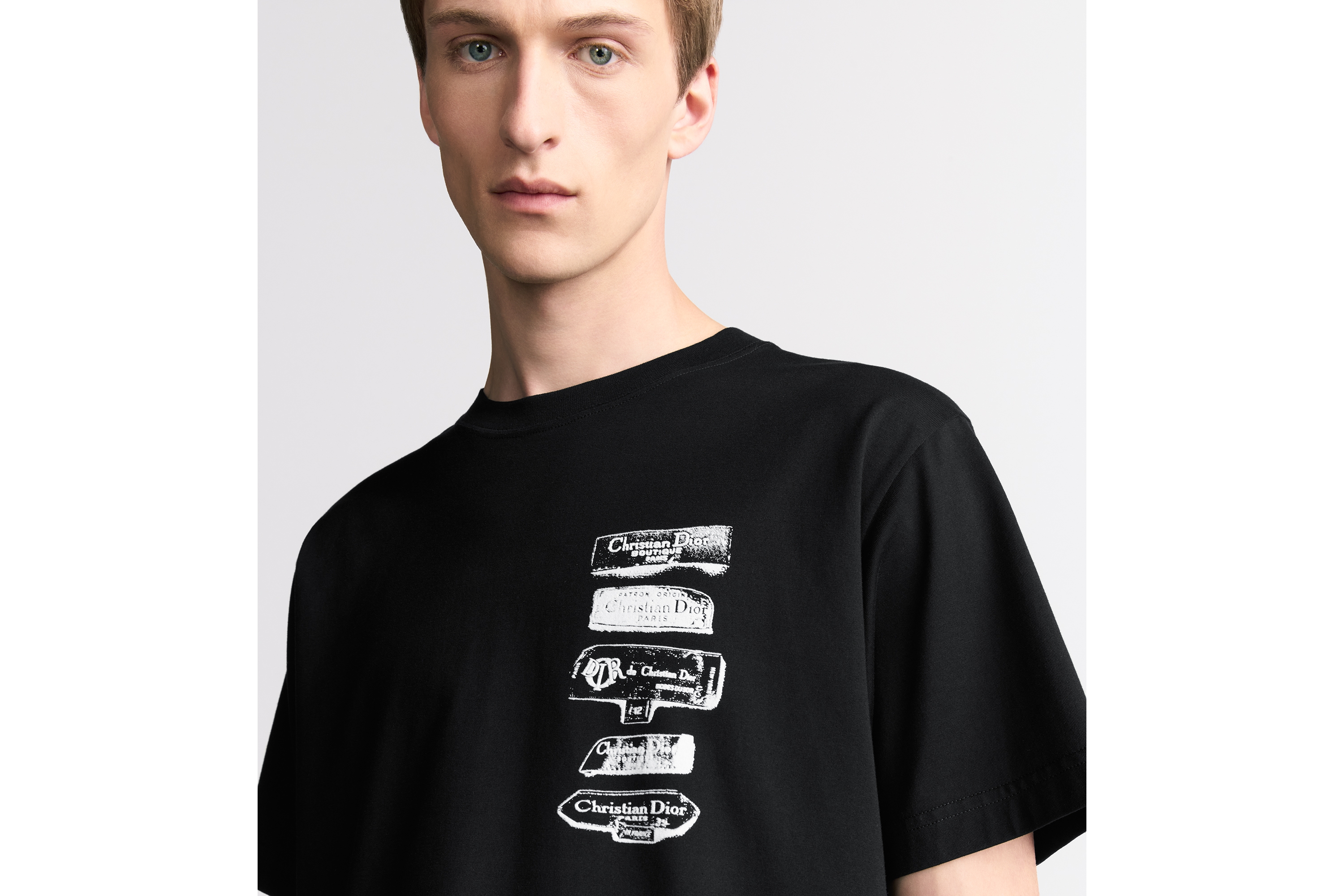 Dior Archives Labels T-Shirt, Relaxed Fit Black Cotton Jersey | DIOR