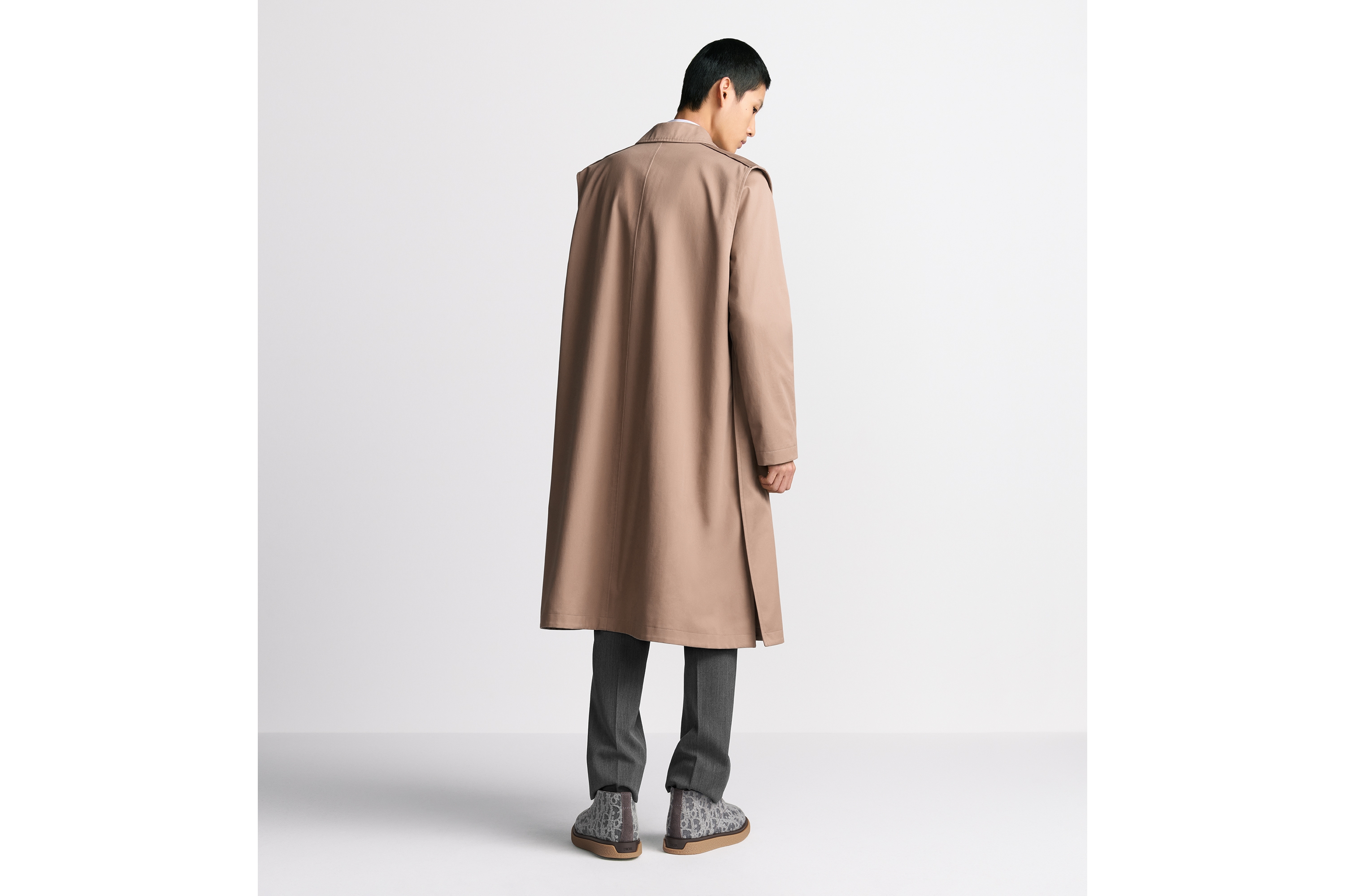 CD Icon Embroidery Trench Coat Beige Cotton Gabardine | DIOR