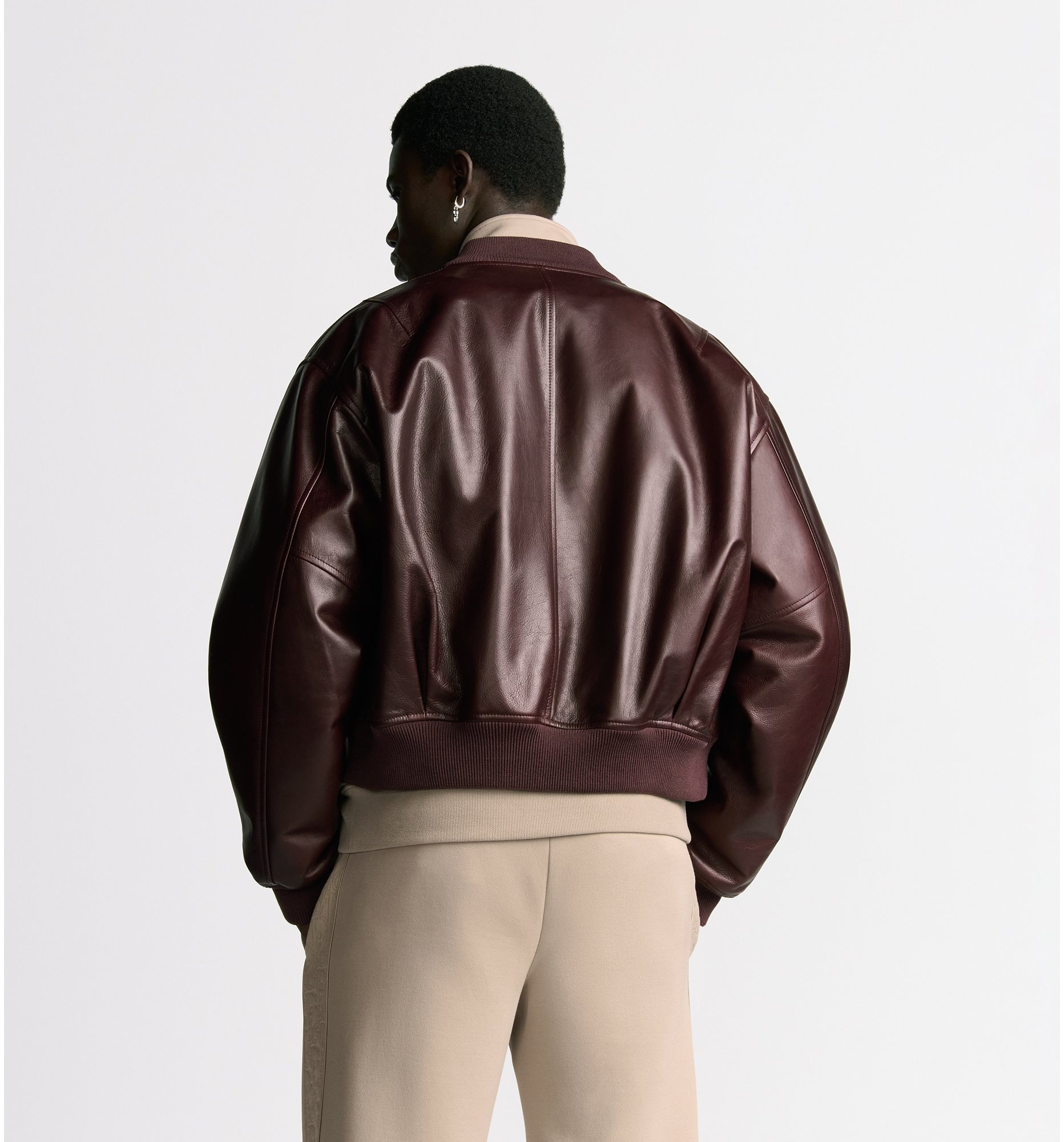 Christian Dior Couture Bomber Jacket Burgundy Calfskin | DIOR