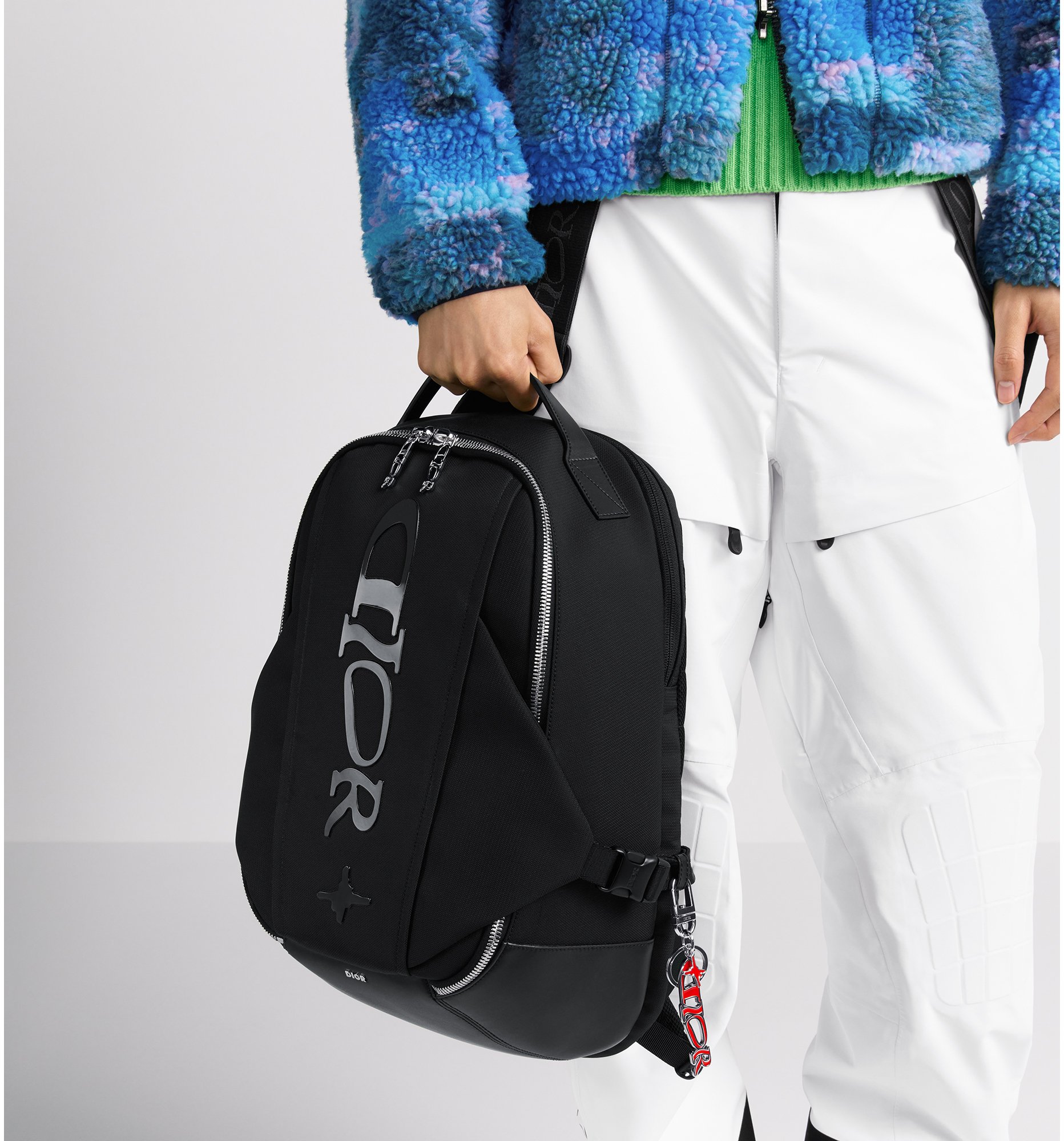 DIOR AND LEWIS HAMILTON Zipped Backpack Black Nylon and Black Leather ...