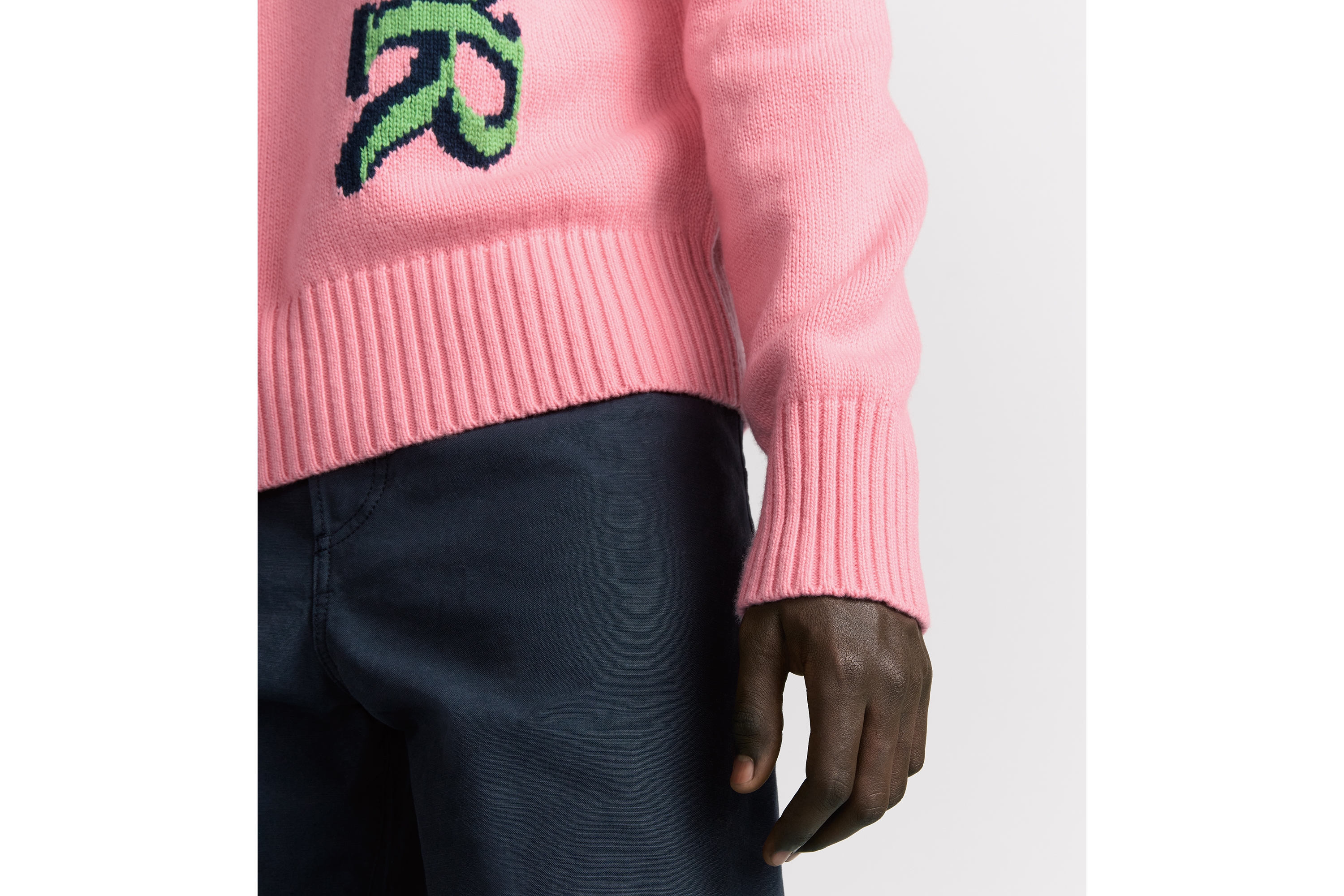 DIOR AND LEWIS HAMILTON Sweater Pink Virgin Wool and Cashmere Intarsia ...