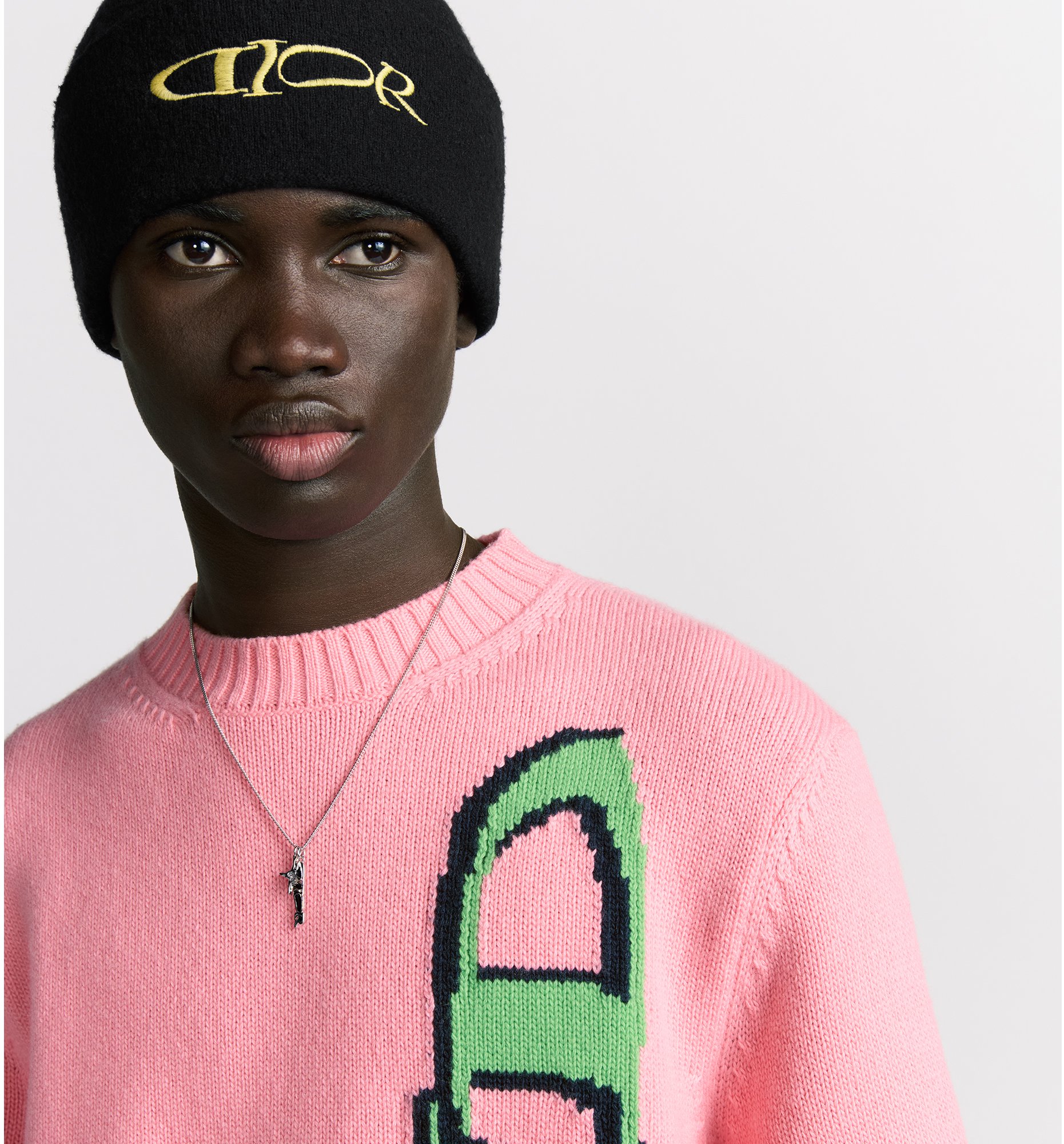 DIOR AND LEWIS HAMILTON Pendant Necklace Silver-Finish Brass with Black ...