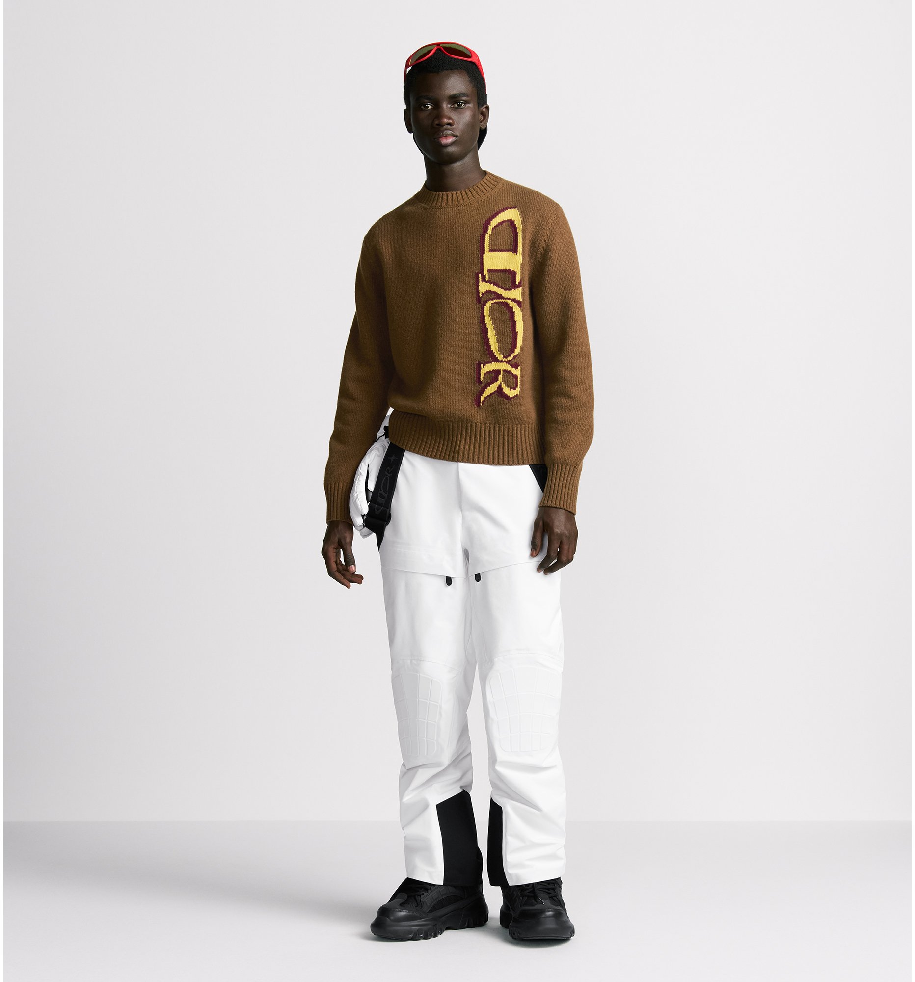 DIOR AND LEWIS HAMILTON Sweater Brown Virgin Wool and Cashmere Intarsia ...