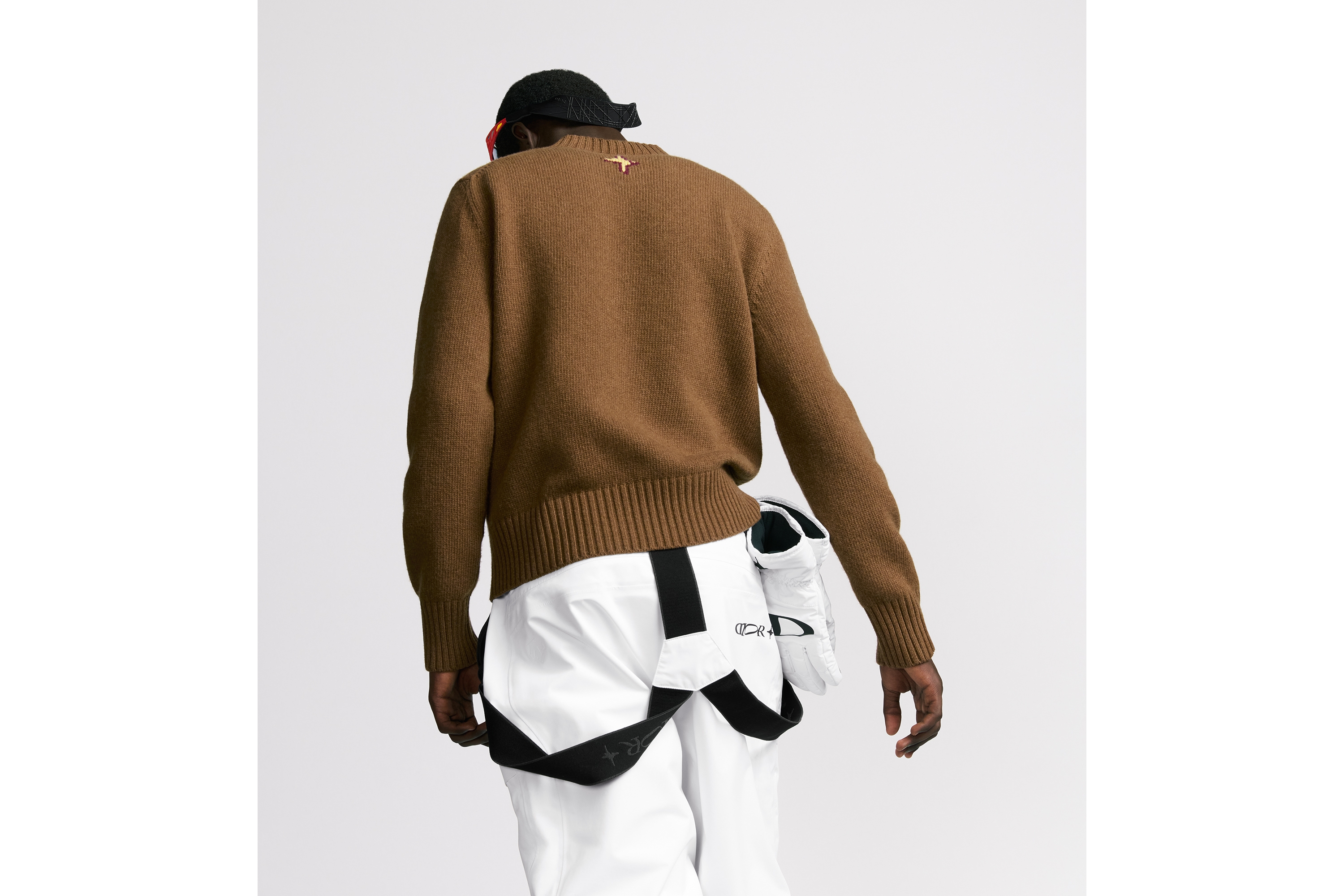 DIOR AND LEWIS HAMILTON Sweater Brown Virgin Wool and Cashmere Intarsia ...
