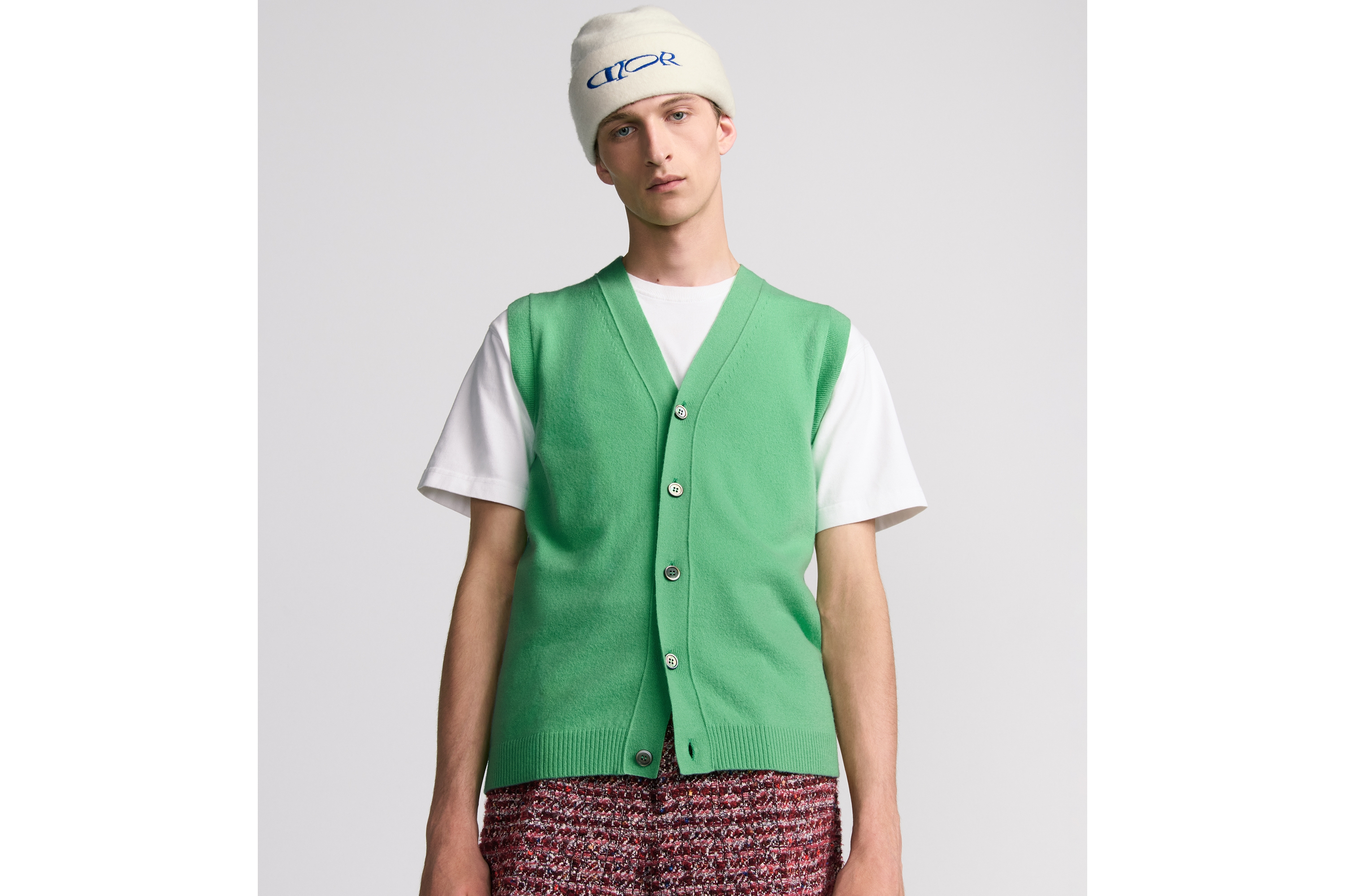 DIOR AND LEWIS HAMILTON Sweater Vest Green Wool and Cashmere Jersey | DIOR