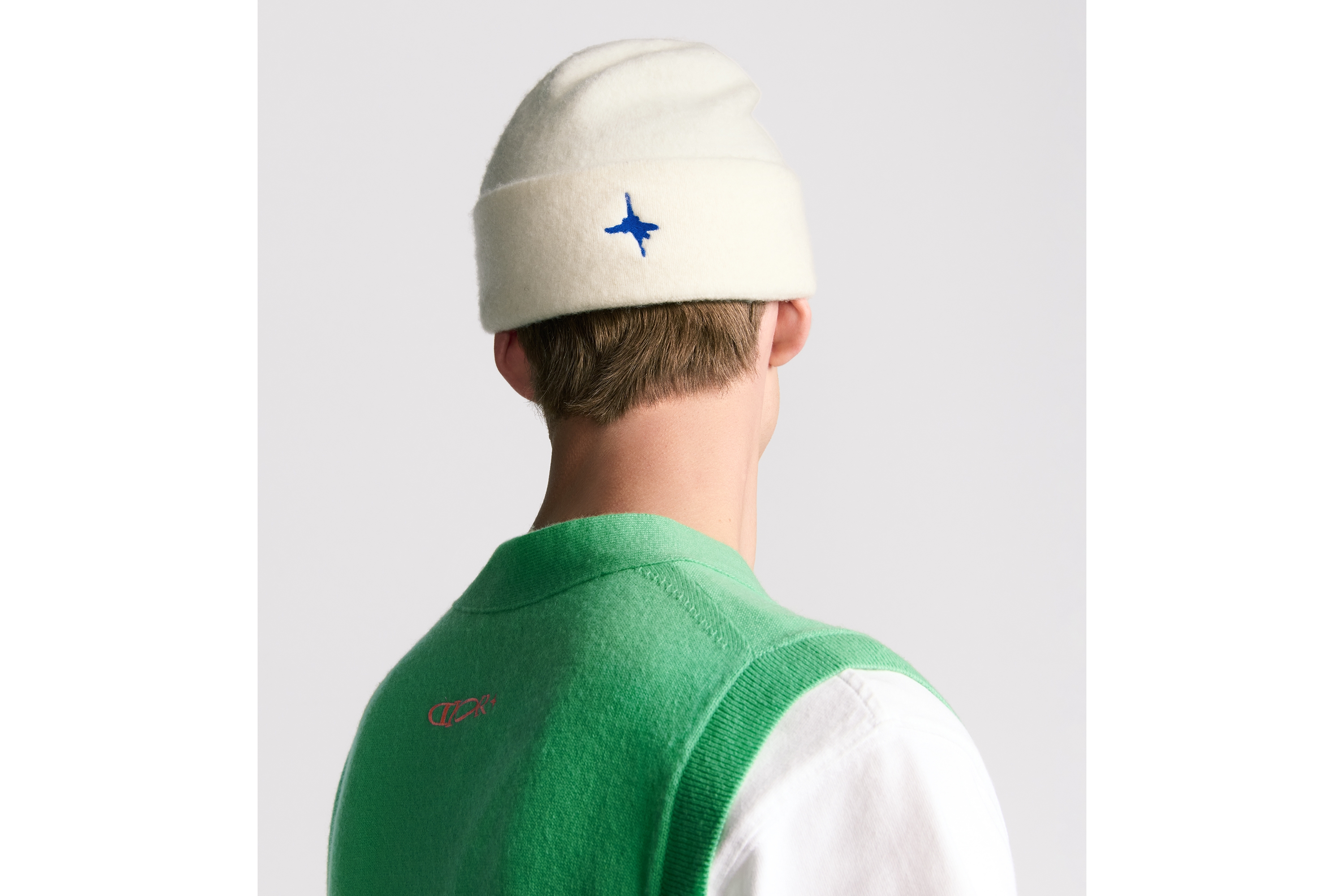 DIOR AND LEWIS HAMILTON Beanie Ecru Wool- and Cashmere-Blend Knit | DIOR