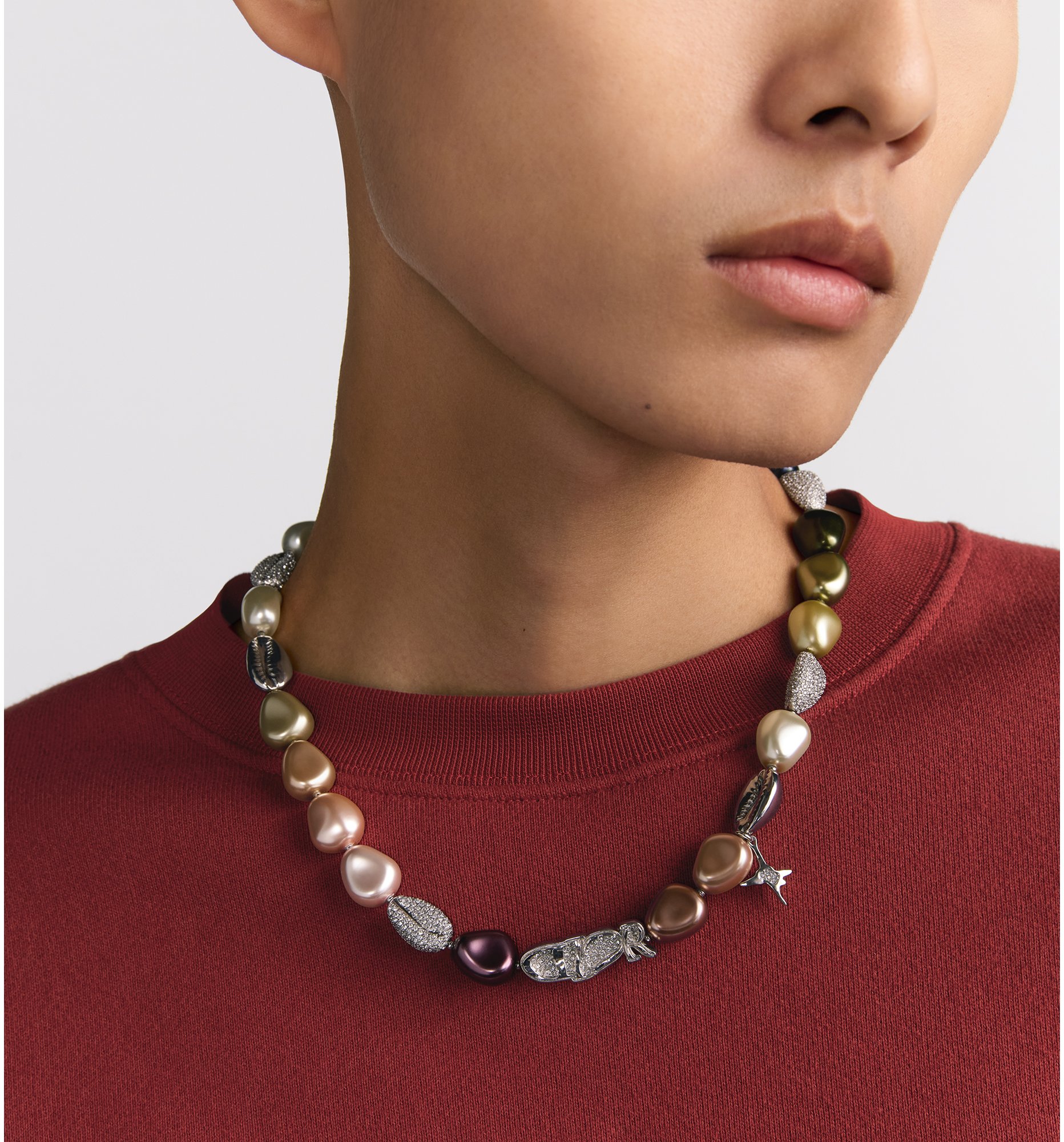 DIOR AND LEWIS HAMILTON Necklace Multicolor Crystal, Silver-Finish ...