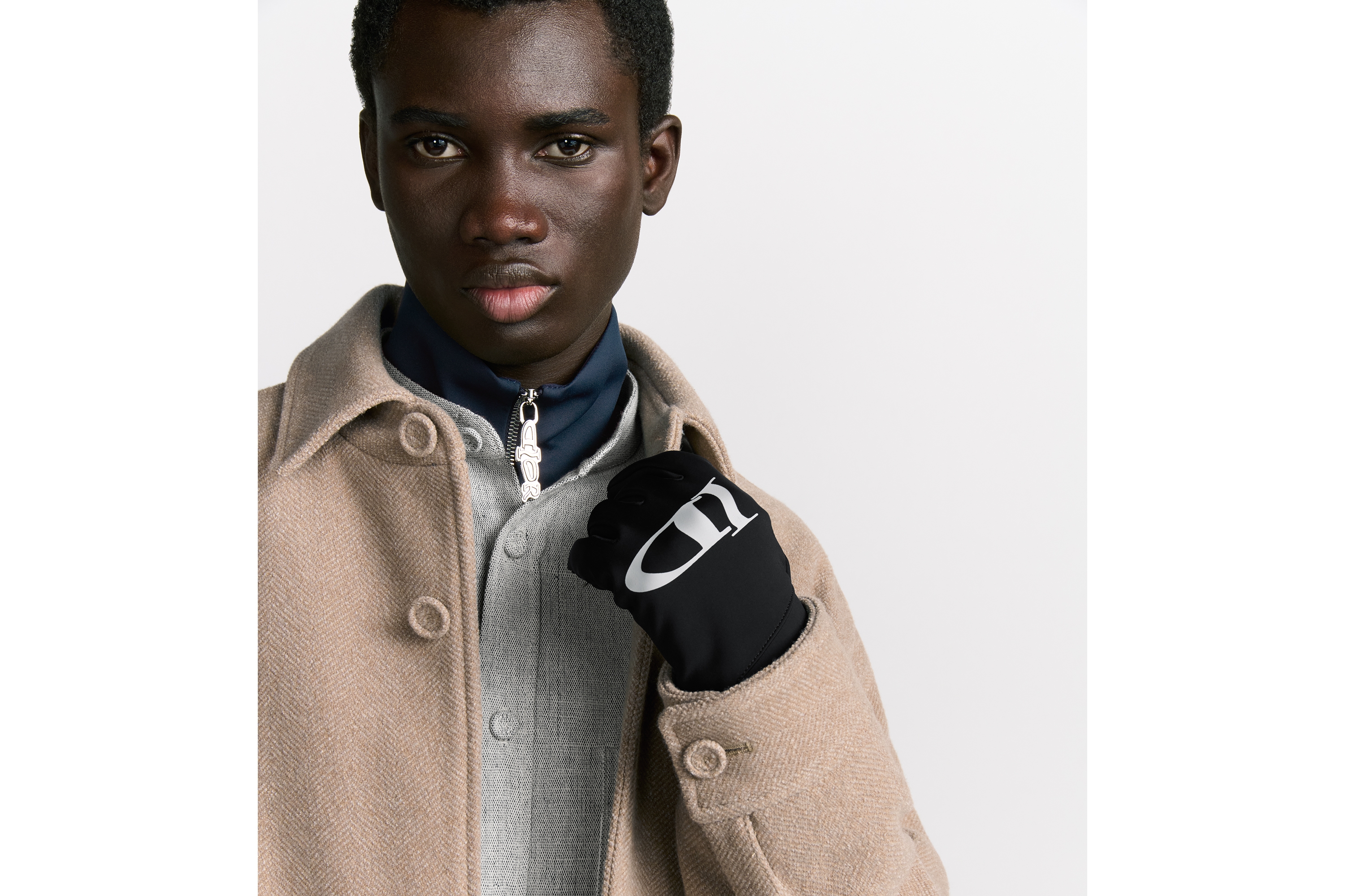 DIOR AND LEWIS HAMILTON-skihandschoenen Zwarte en witte technische stof ...