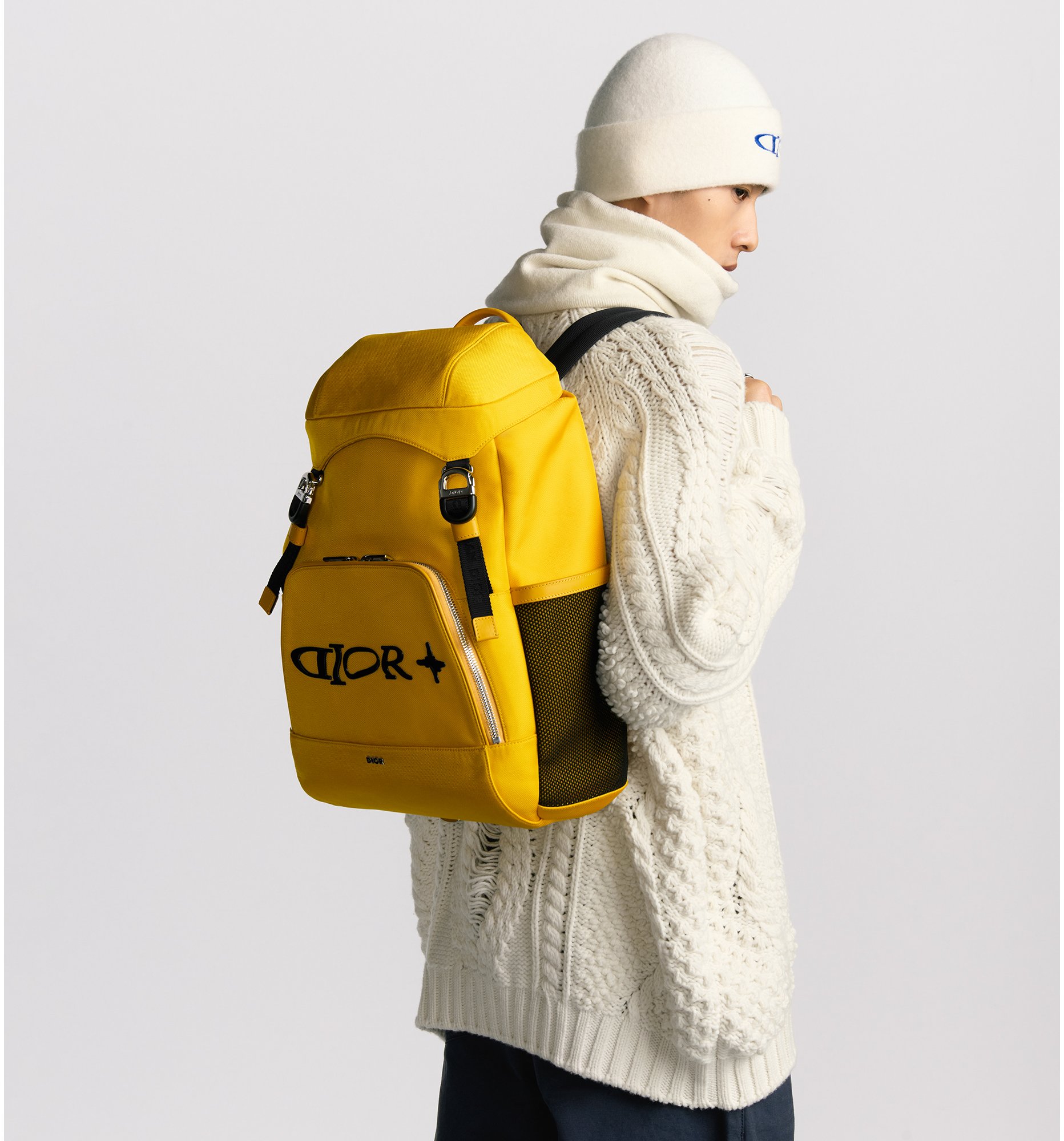 DIOR AND LEWIS HAMILTON Dior 8 Backpack with Flap Yellow Nylon and ...