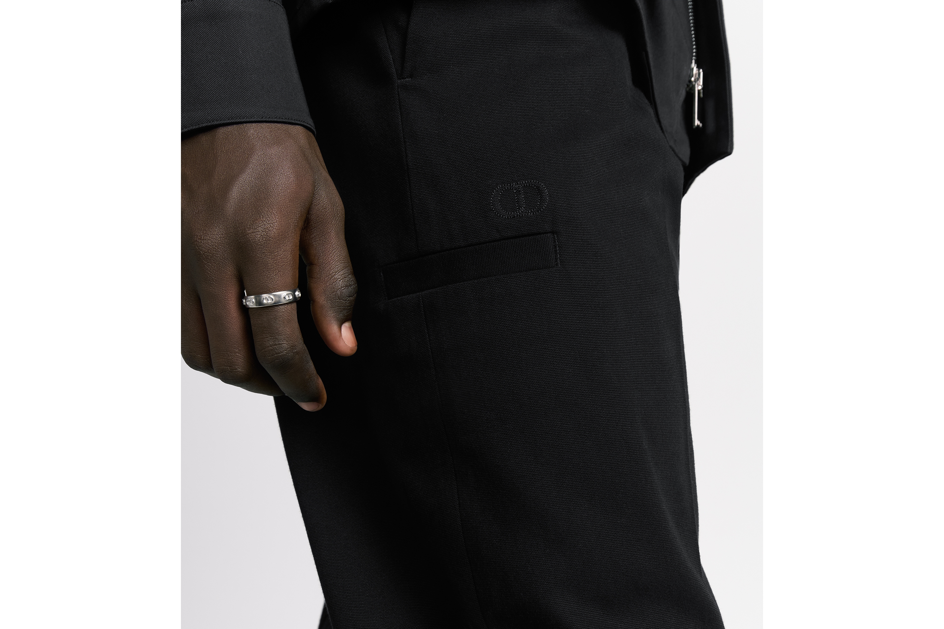 Tailored Track Pants with CD Icon Embroidery Black Cotton Gabardine | DIOR