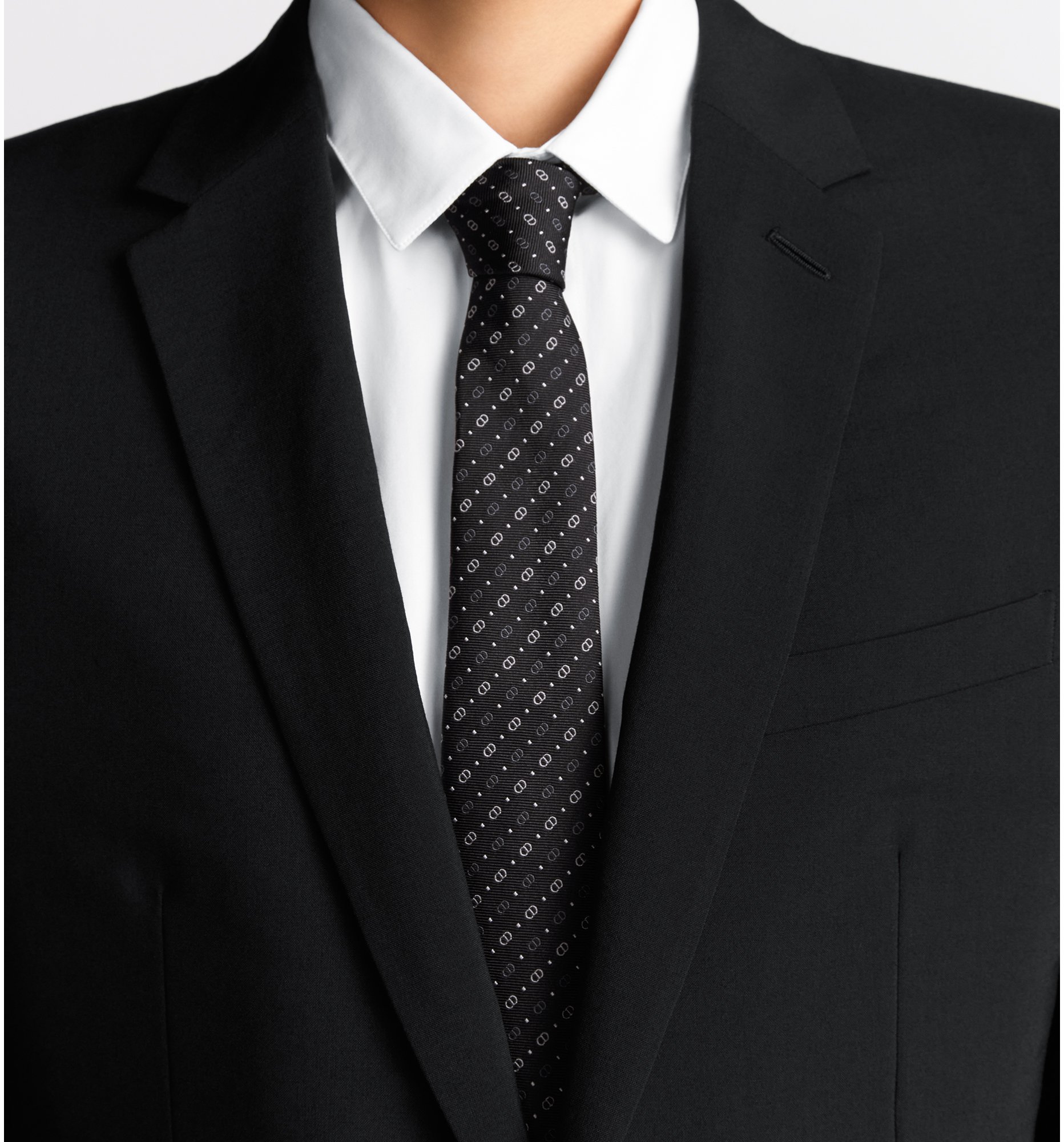 Nano CD Icon-stropdas Zwarte, grijze en witte zijde | DIOR