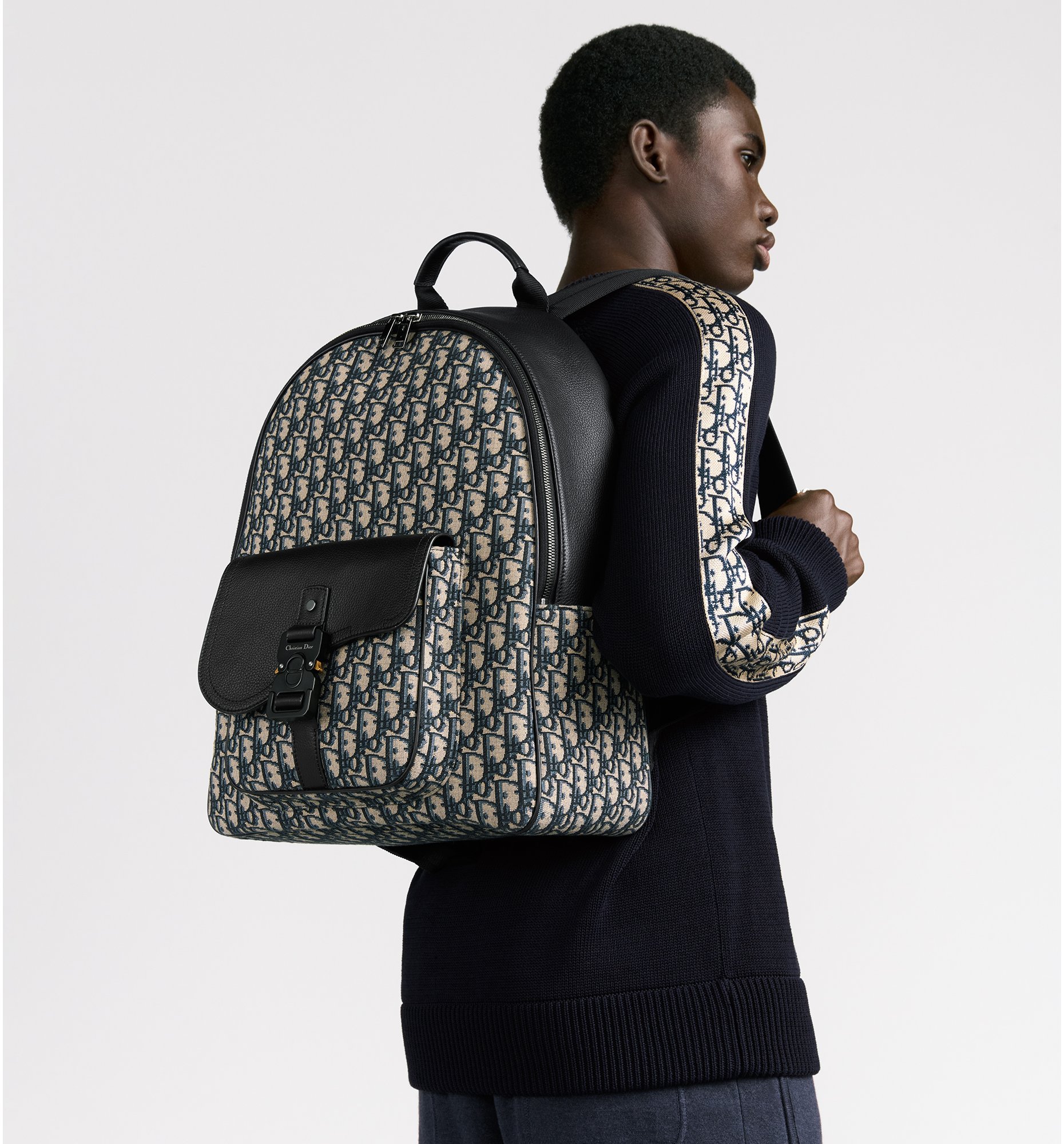 Saddle Rucksack mit Reißverschluss Dior Oblique Jacquard in Beige und ...