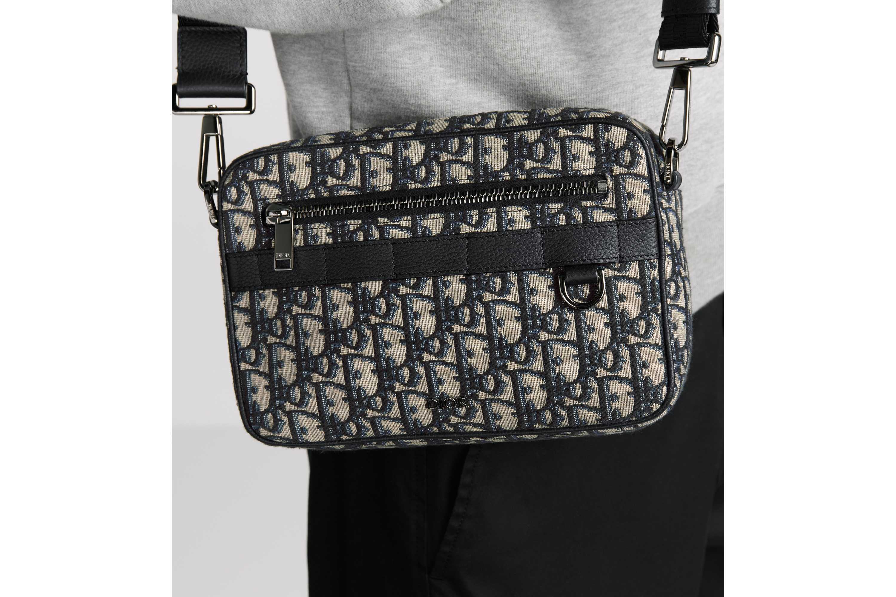 Safari Bag with Strap Beige and Black Dior Oblique Jacquard | DIOR