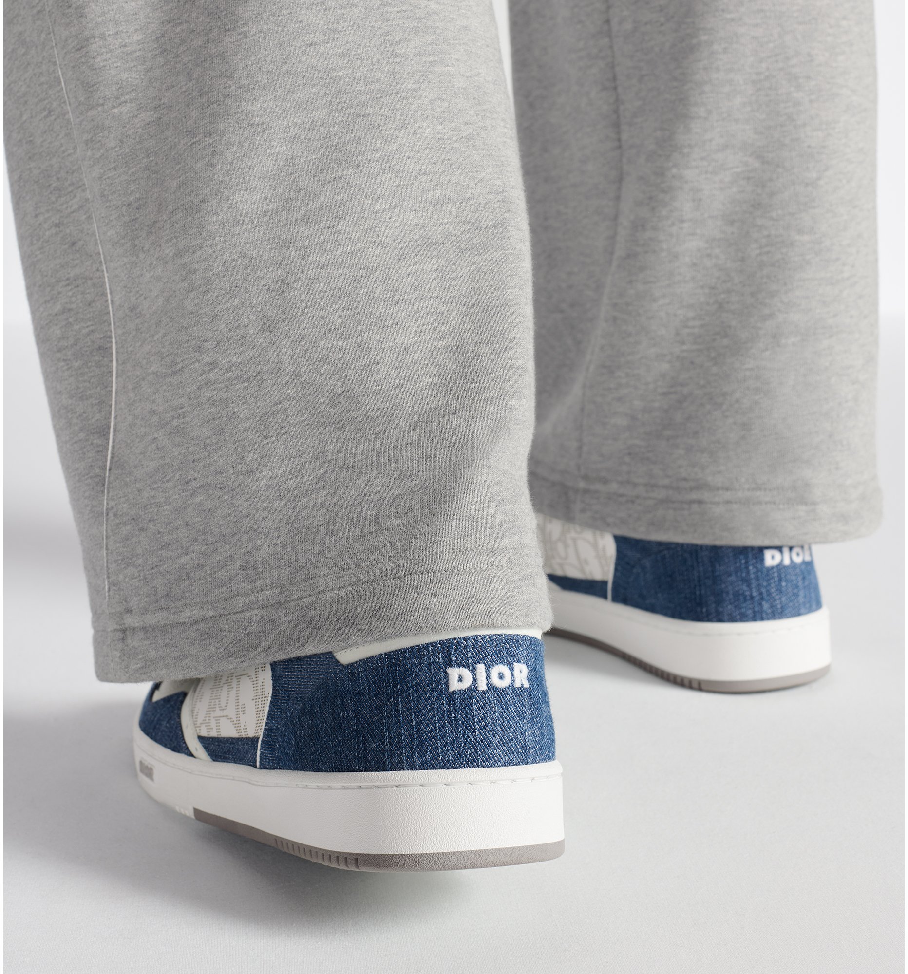 B27 Uptown Low-Top Sneaker White Smooth Calfskin, Blue Denim and White ...