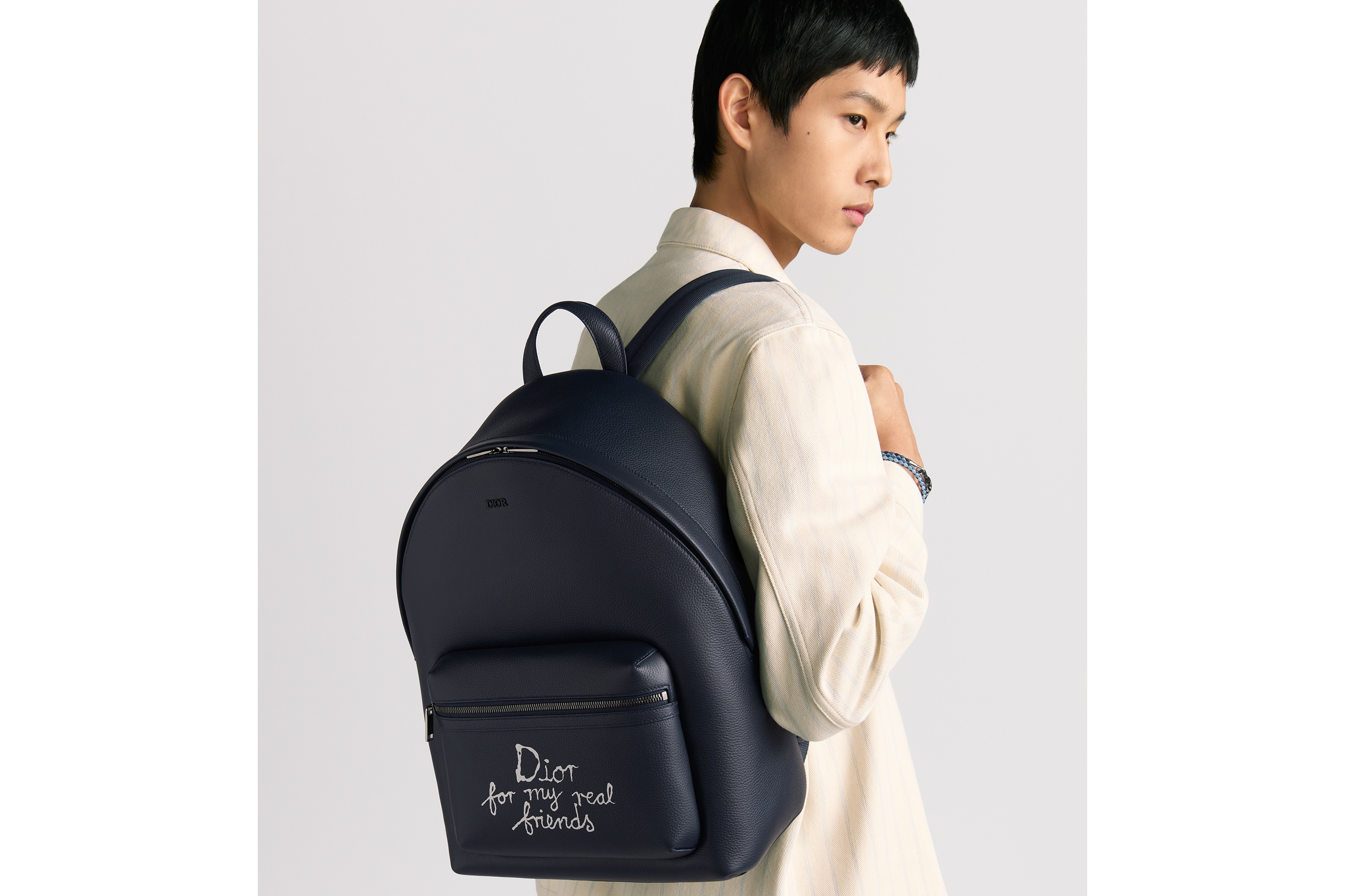 DIOR AND HYLTON NEL Rider 2.0 Zipped Backpack Navy Blue Grained ...