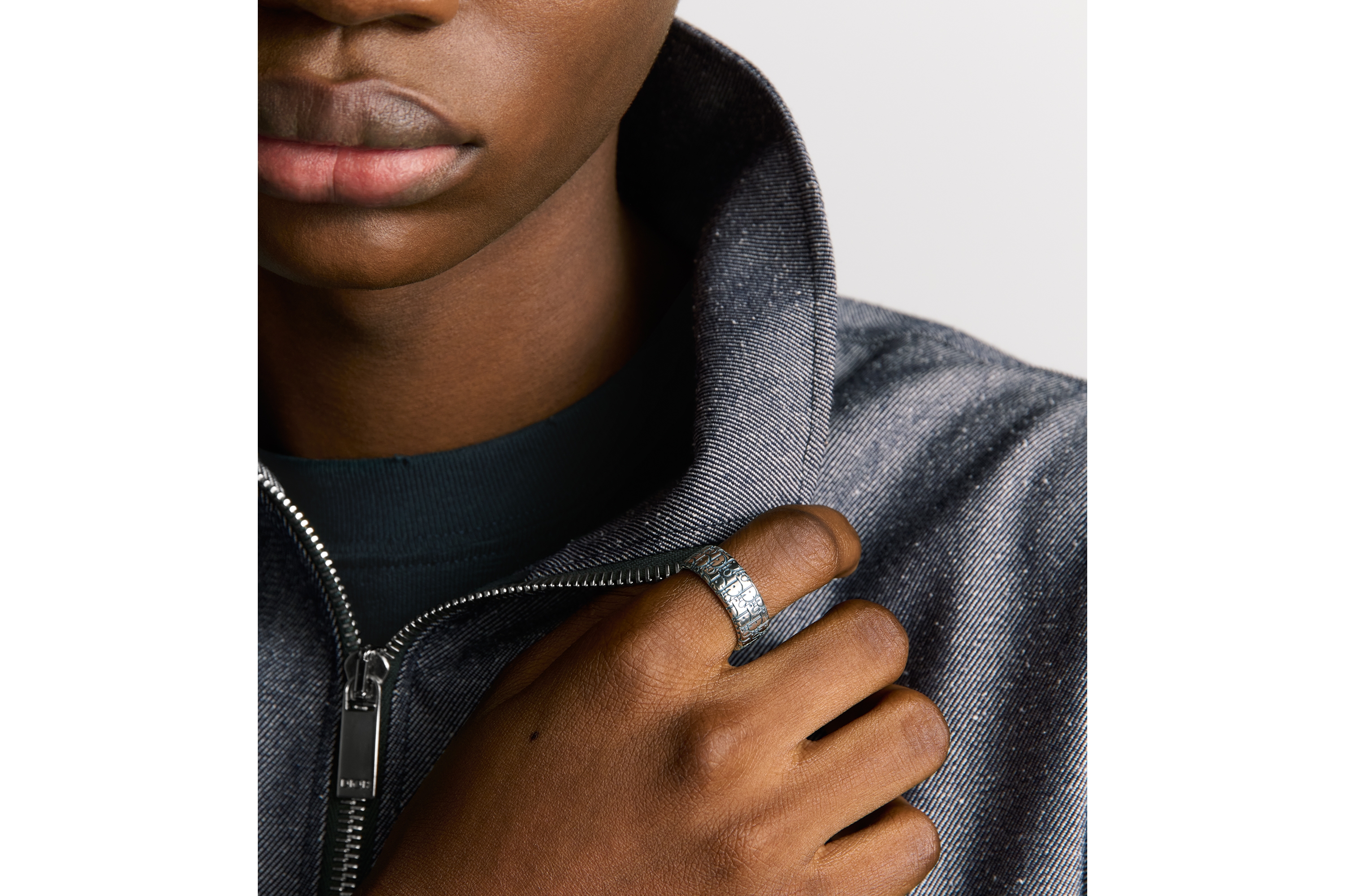 Dior Oblique Ring Silver and Blue Resin | DIOR