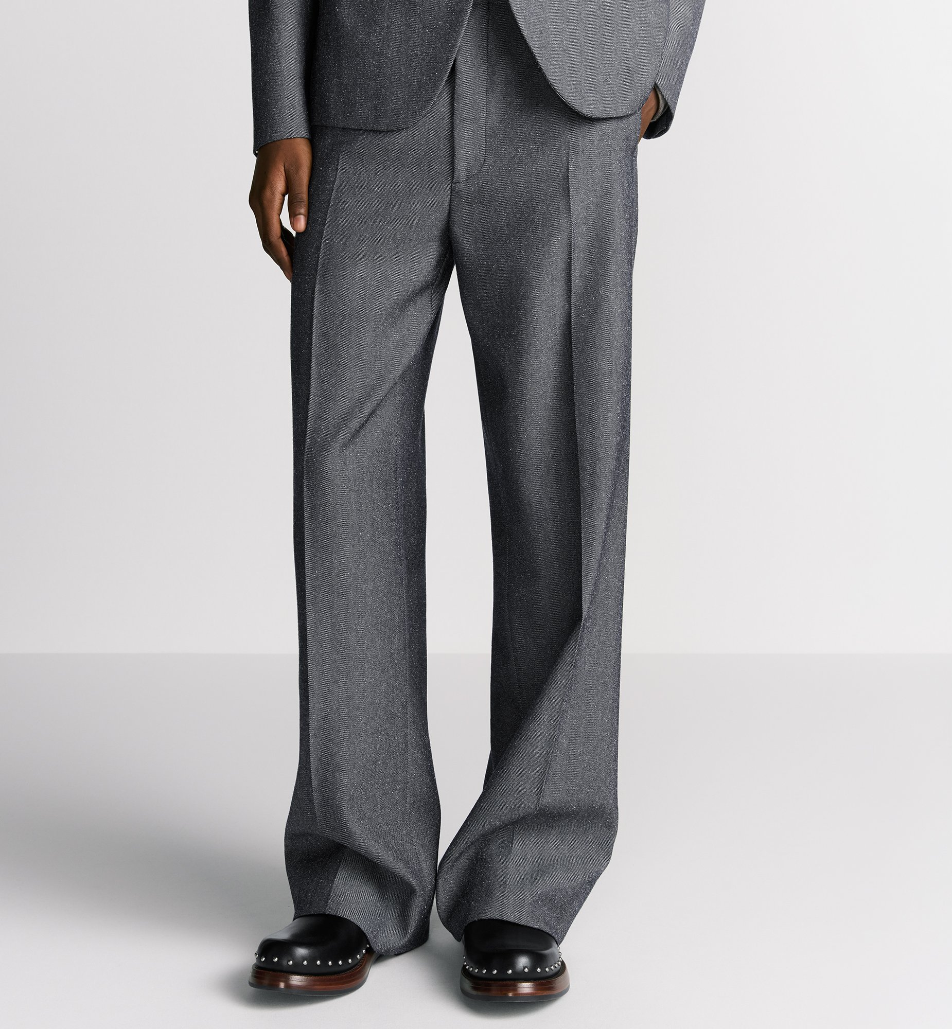 Loose Pants Anthracite Gray Virgin Wool and Silk Twill | DIOR Loose Pants Anthracite Gray Virgin Wool and Silk Twill | DIOR