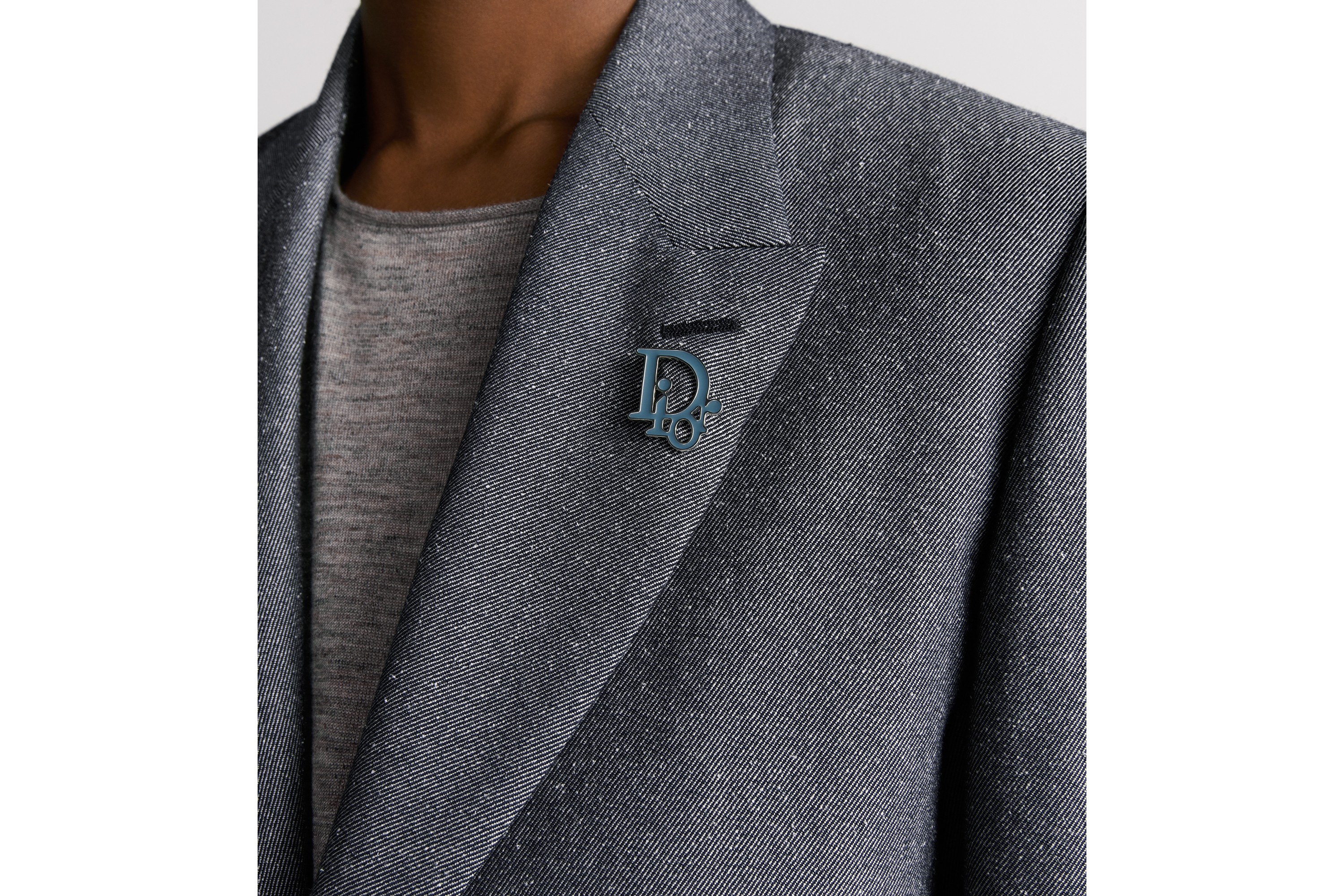 Dior Oblique Brooch Silver-Finish Brass and Blue Resin | DIOR