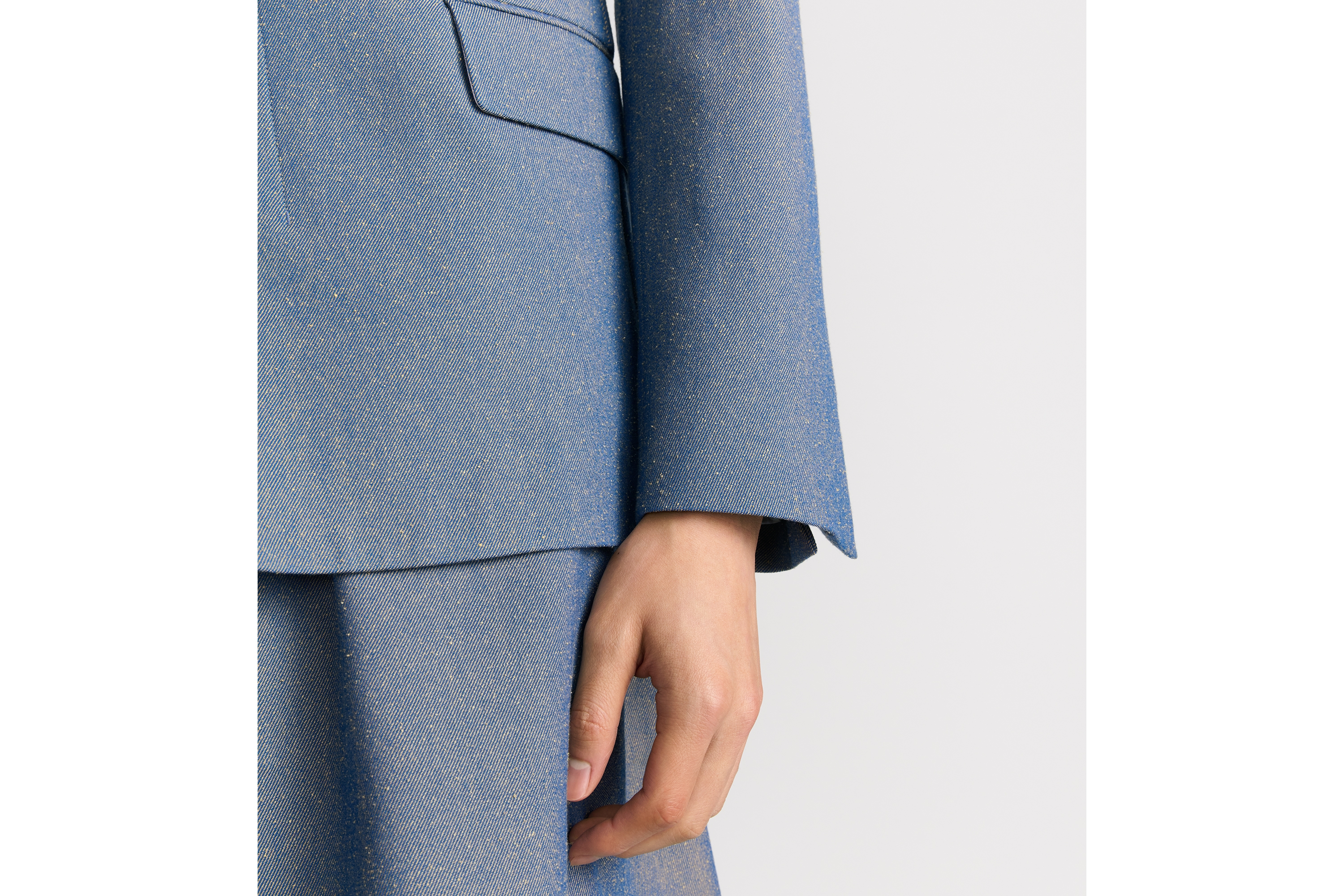 Colbert met knoop aan kraag Blauwe scheerwol en zijden keperstof | DIOR