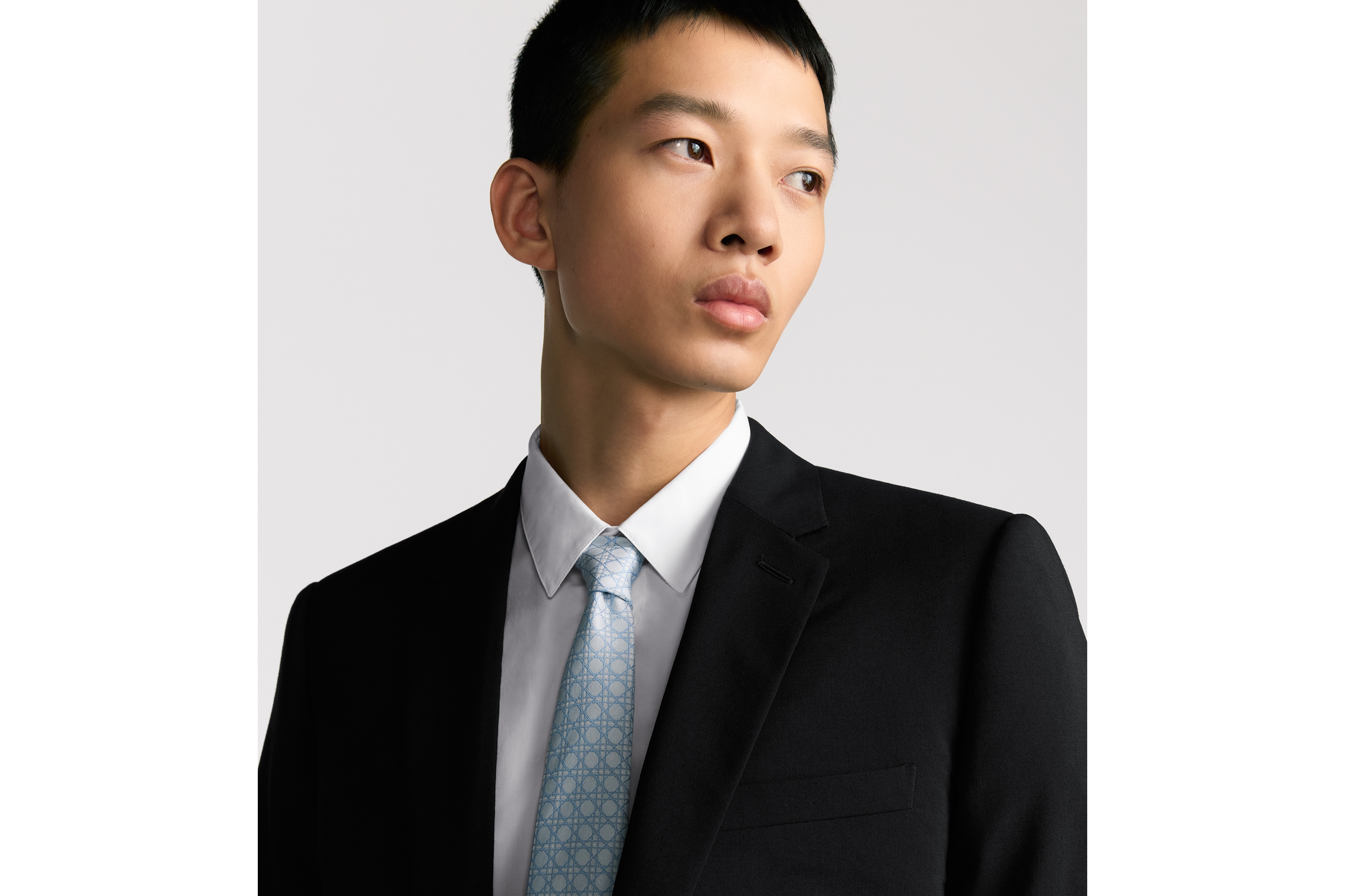 Cannage Tie Light Blue and Blue Silk | DIOR