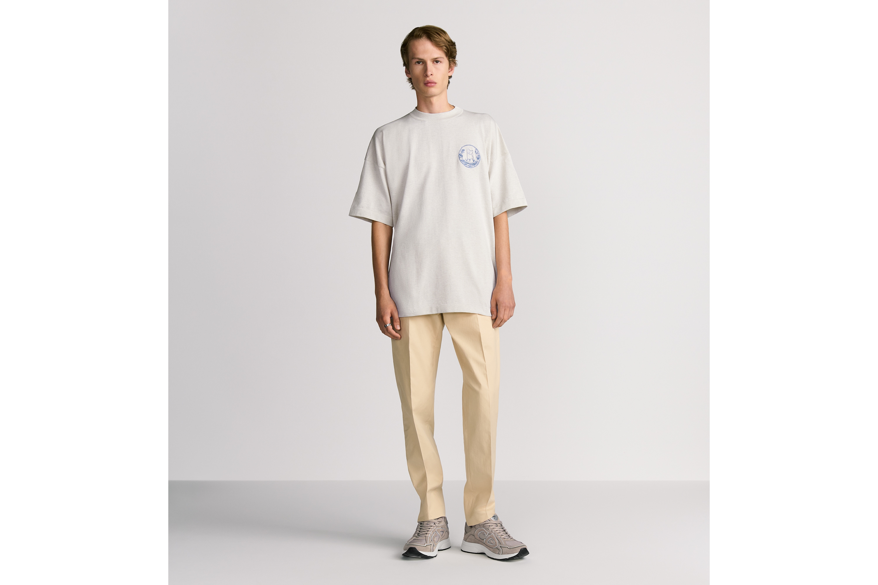 DIOR AND HYLTON NEL Knit T-Shirt, Oversized Fit Beige Cotton and Silk ...