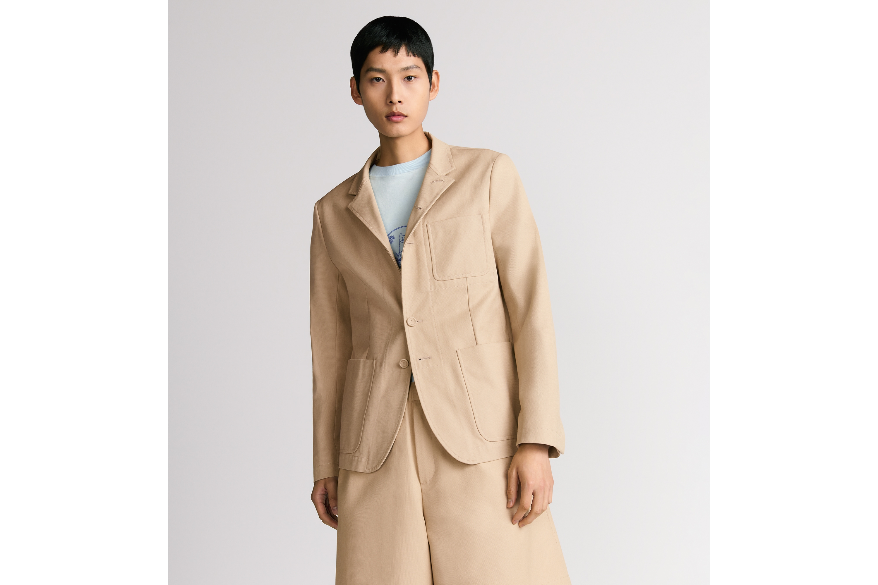 Officer Collar Jacket Beige Cotton | DIOR