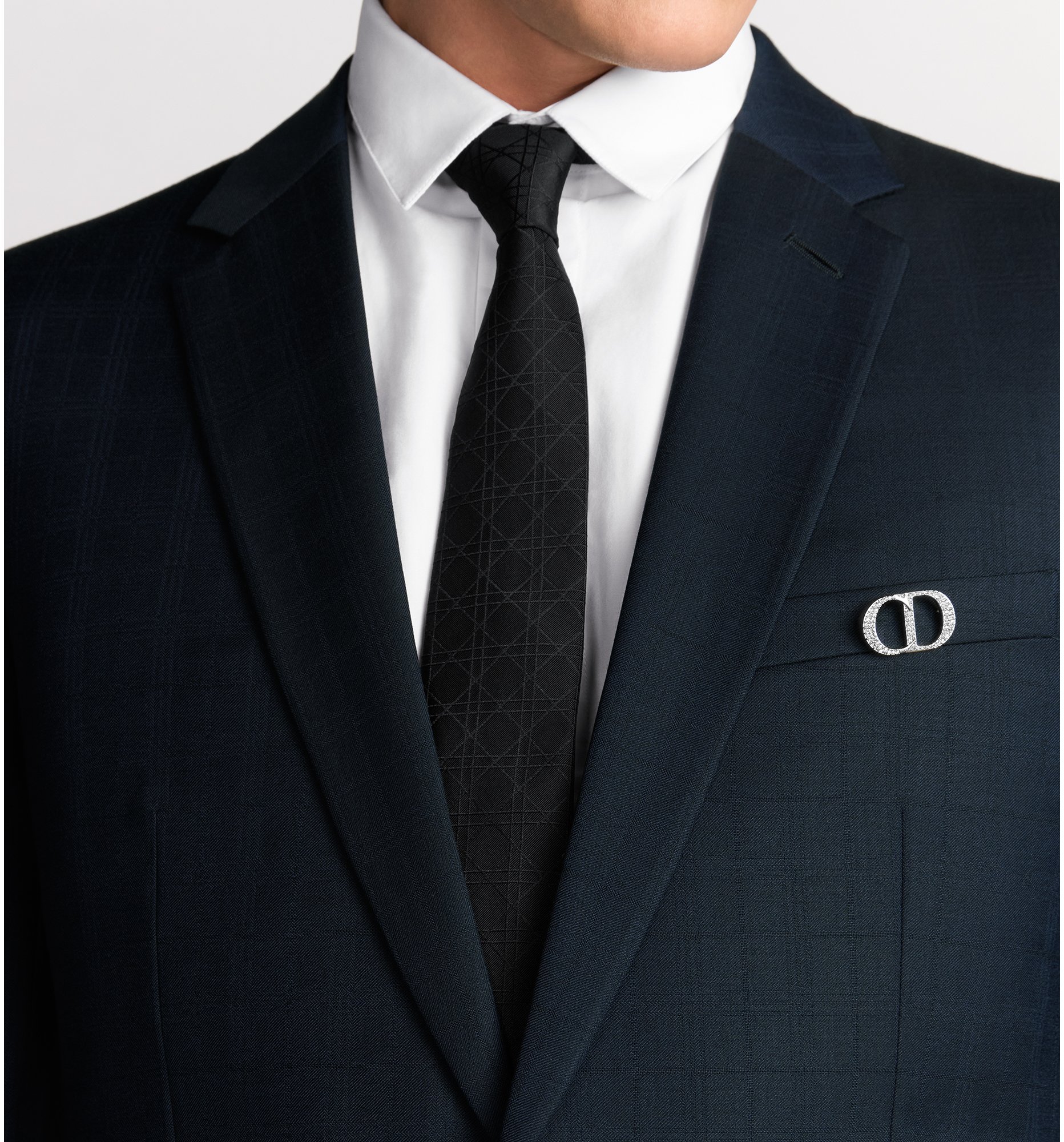 Stropdas met Cannage-motief Zwarte zijde | DIOR