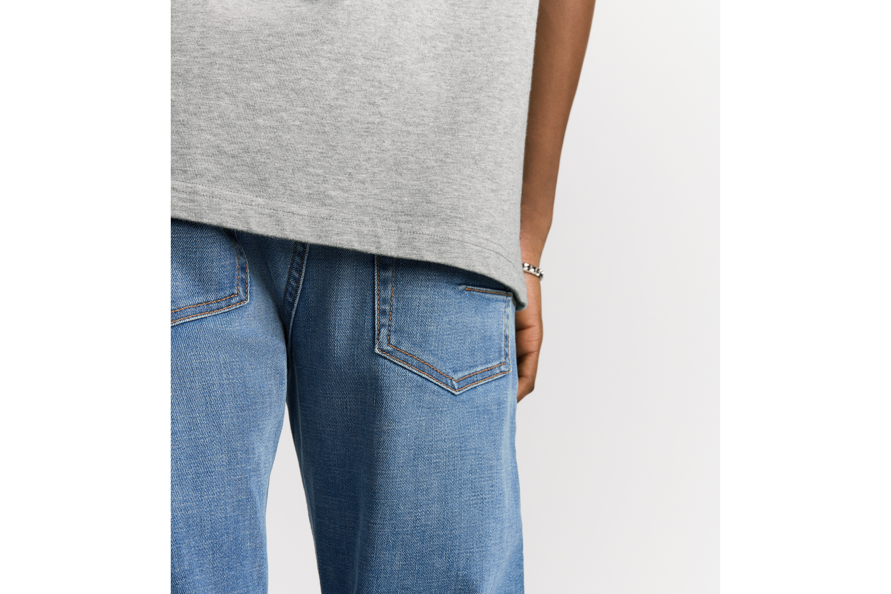 Jean slim long Sergé de coton mélangé bleu | DIOR