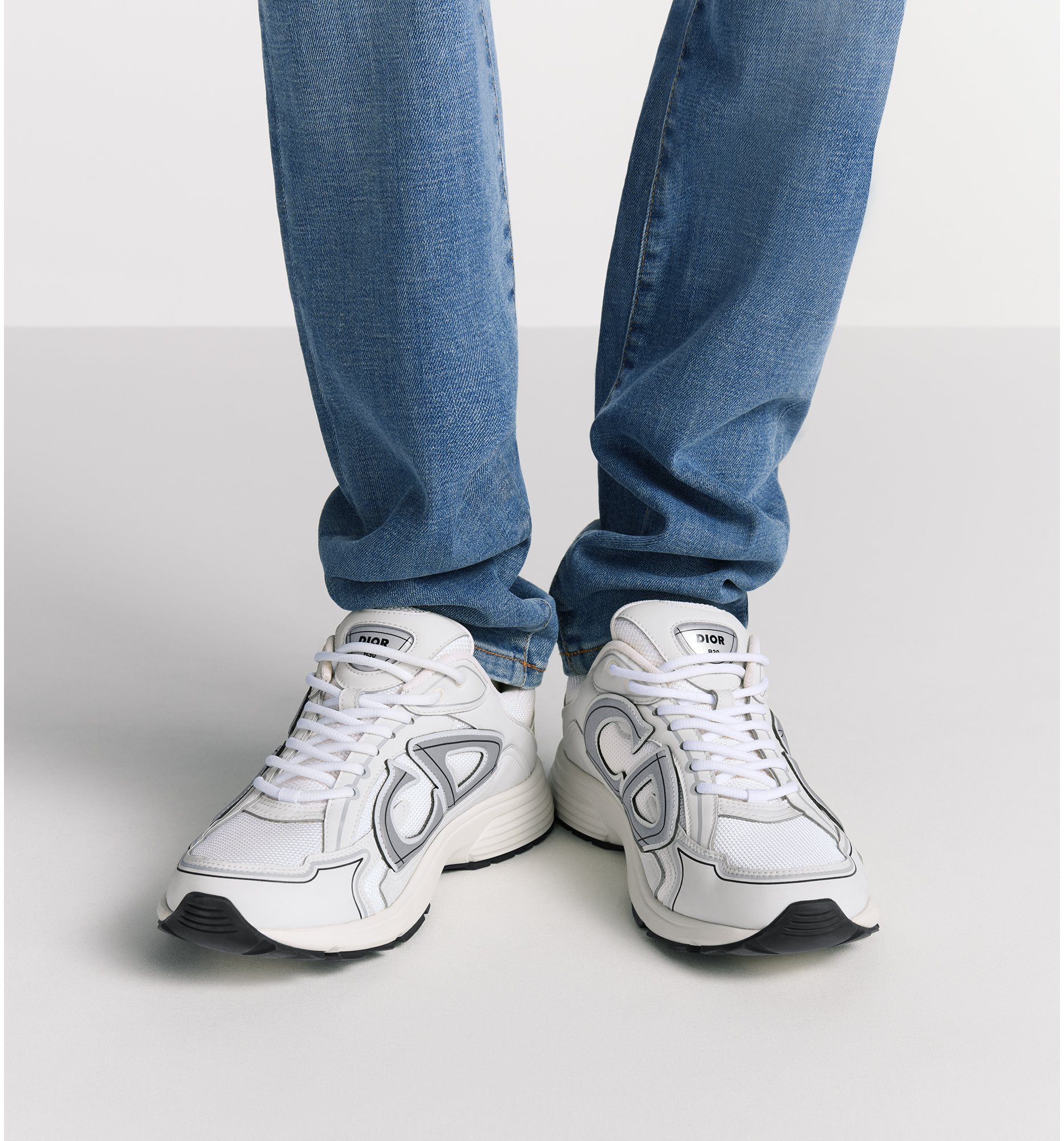 B30 Countdown Sneaker White Mesh and White Technical Fabric | DIOR