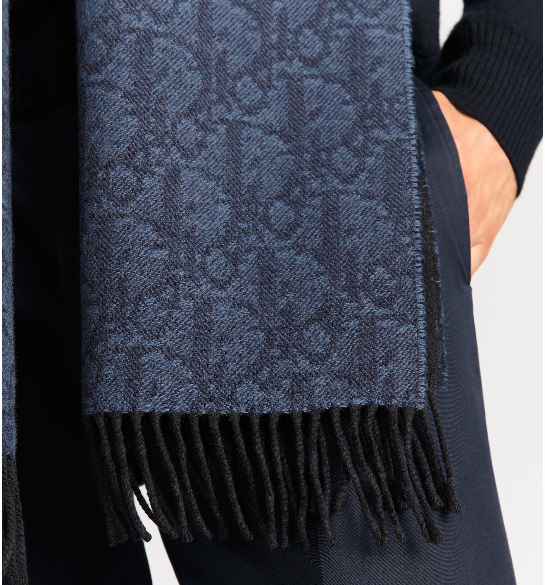 Bufanda reversible Dior Oblique Lana y cachemira azul y azul marino | DIOR