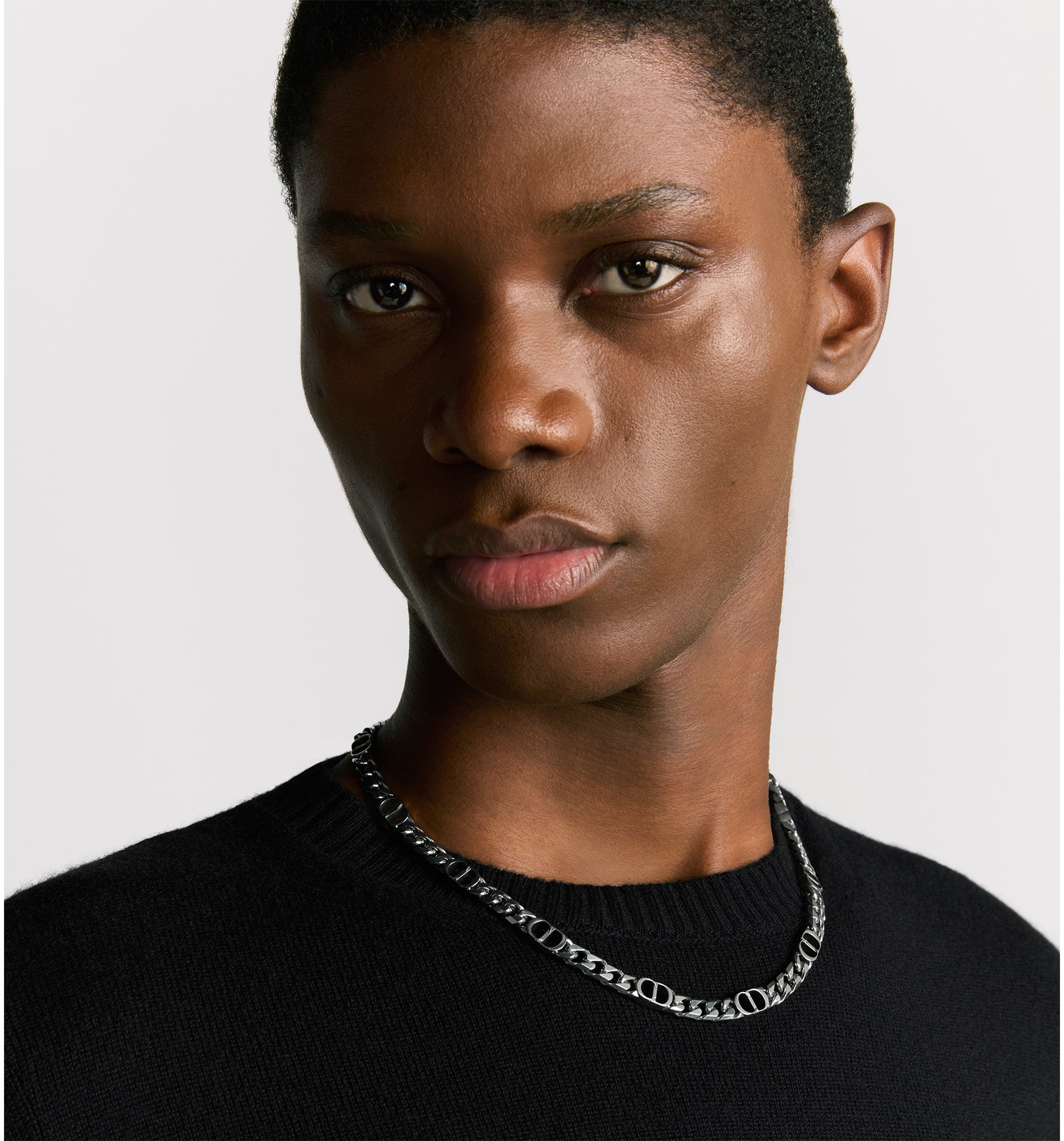 Colar com elos CD Icon finos Metal com acabamento prateado | DIOR