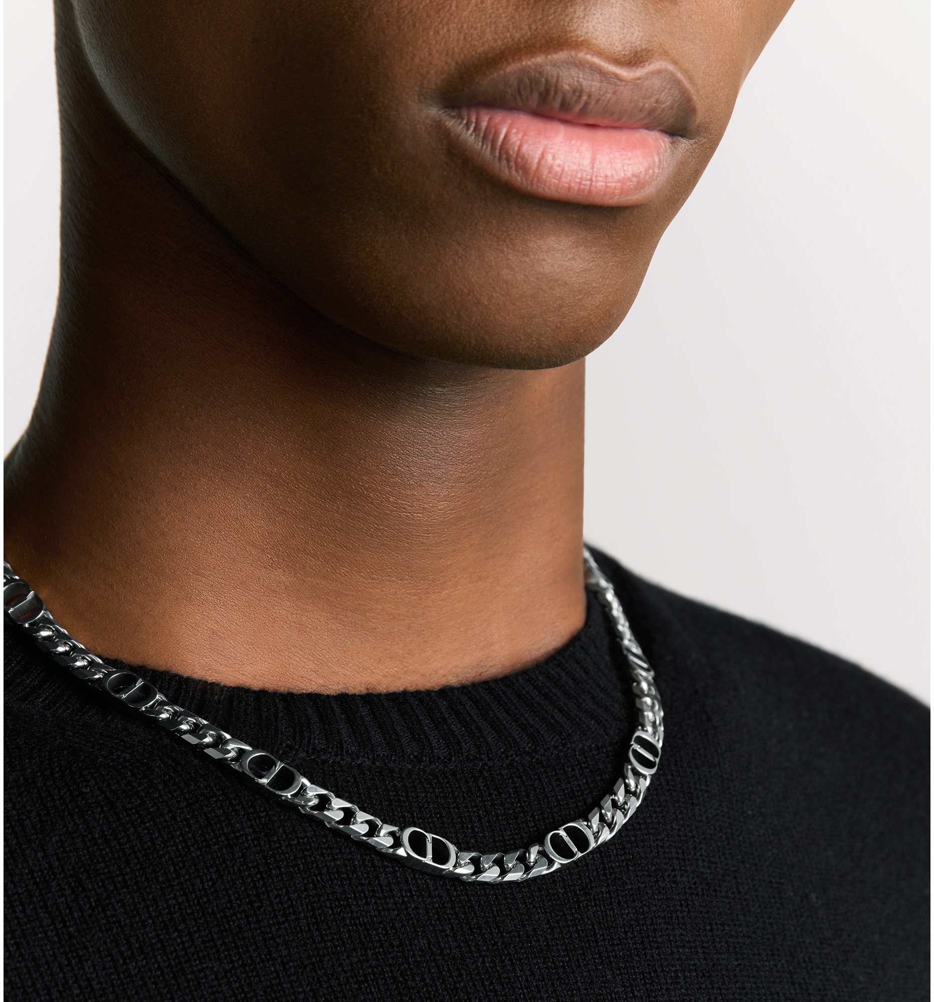 Collier à maillons fins CD Icon Laiton argenté | DIOR