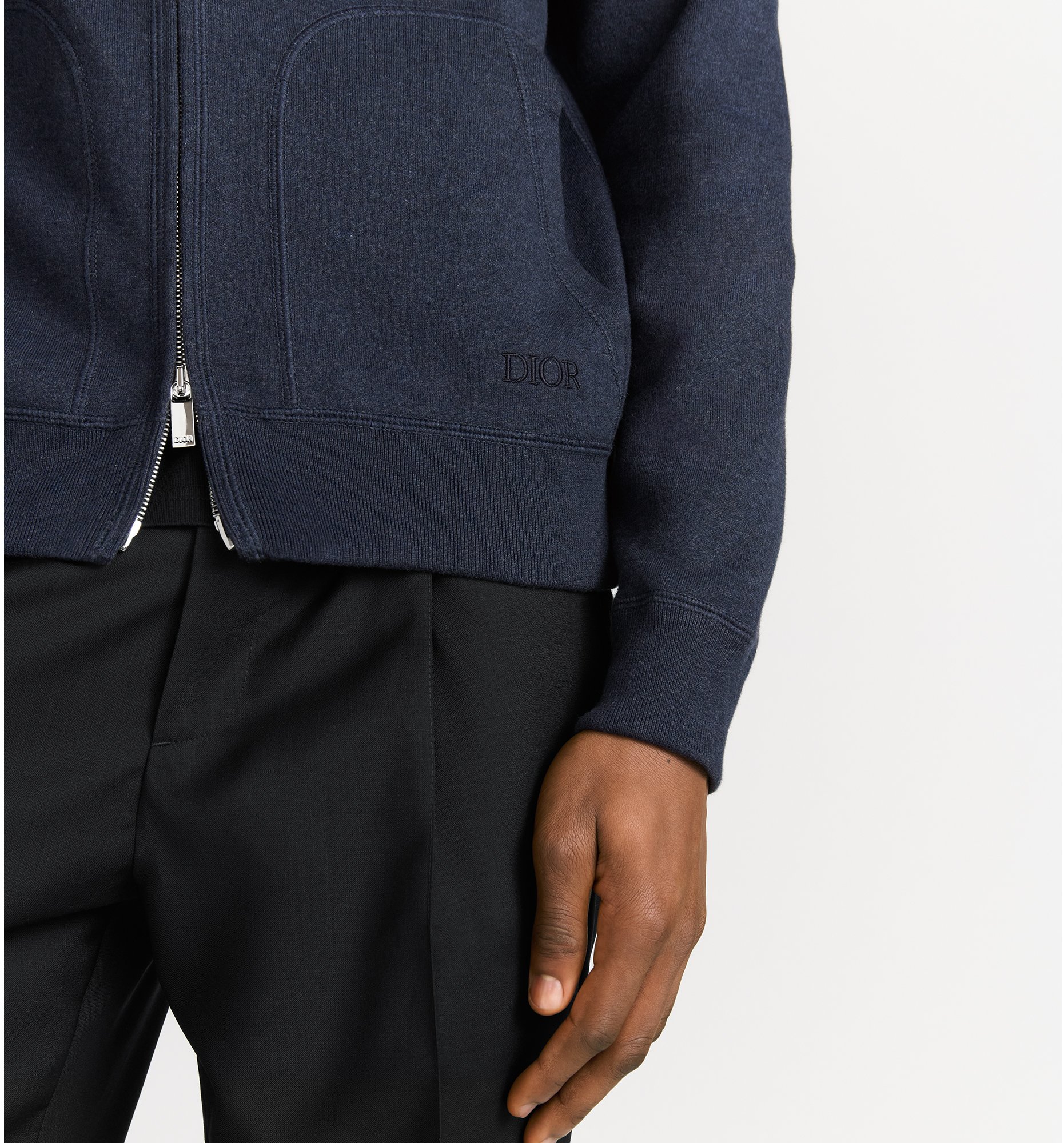 Спортивная куртка с капюшоном Трикотаж из хлопка и кашемира темно ...