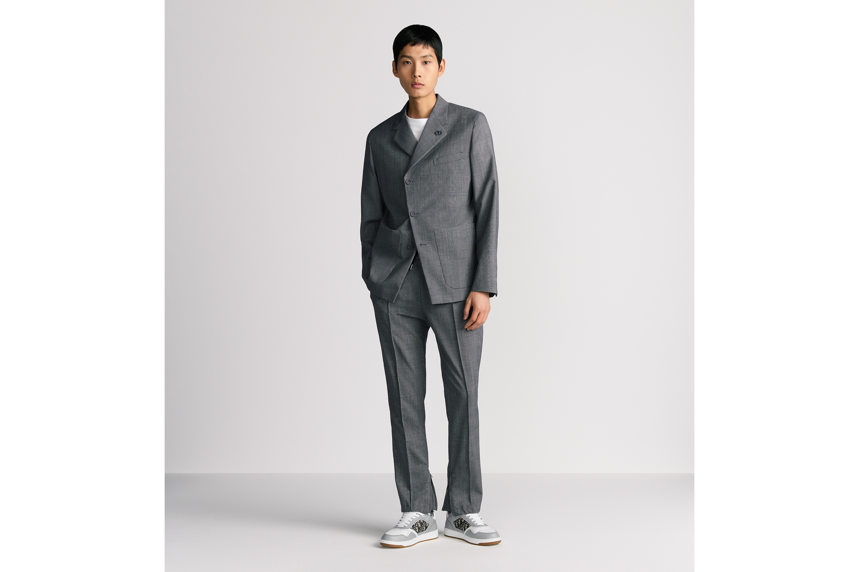 Prince of Wales Track Pants Gray Wool | DIOR