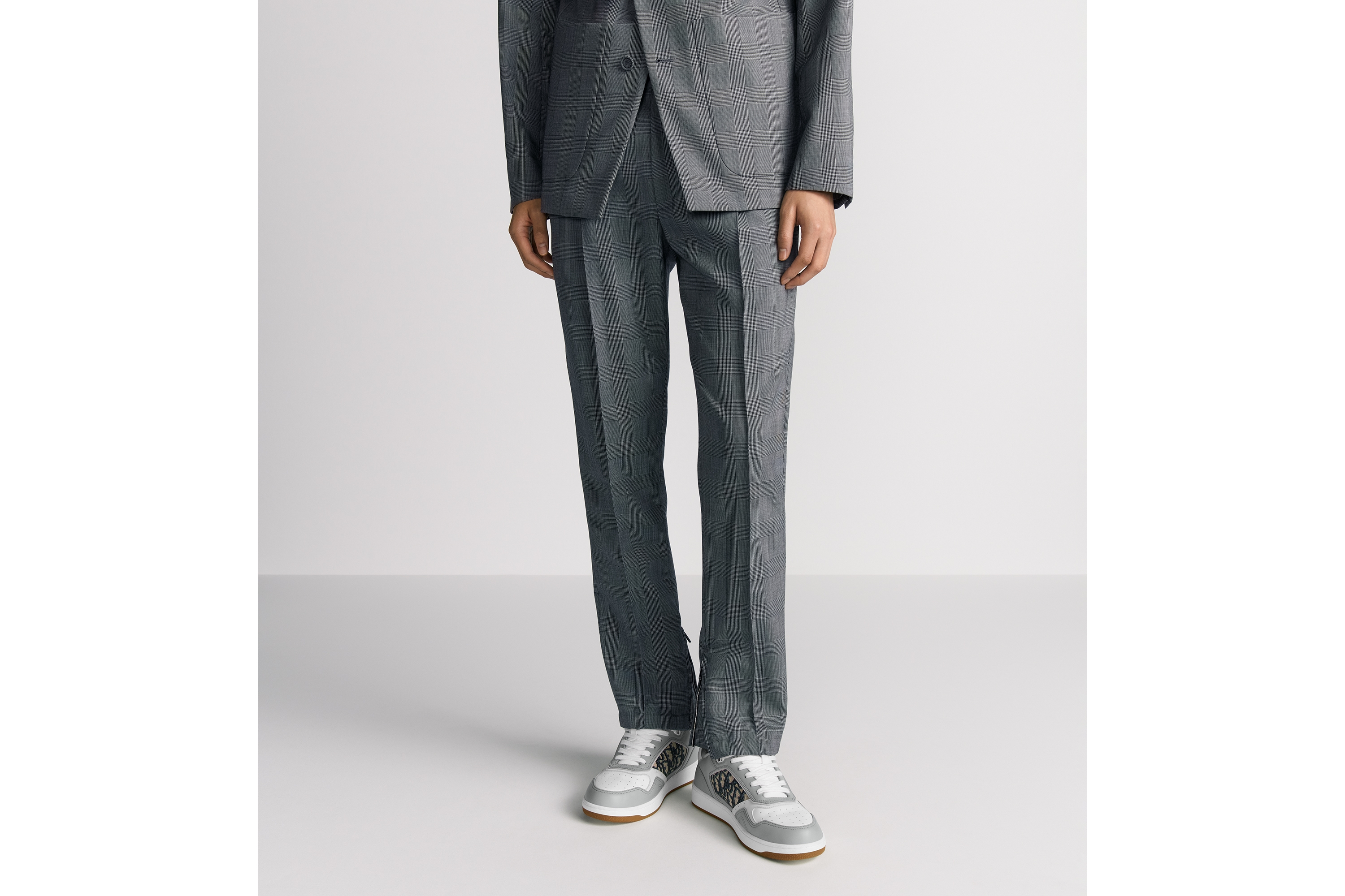 Prince of Wales Track Pants Gray Wool | DIOR