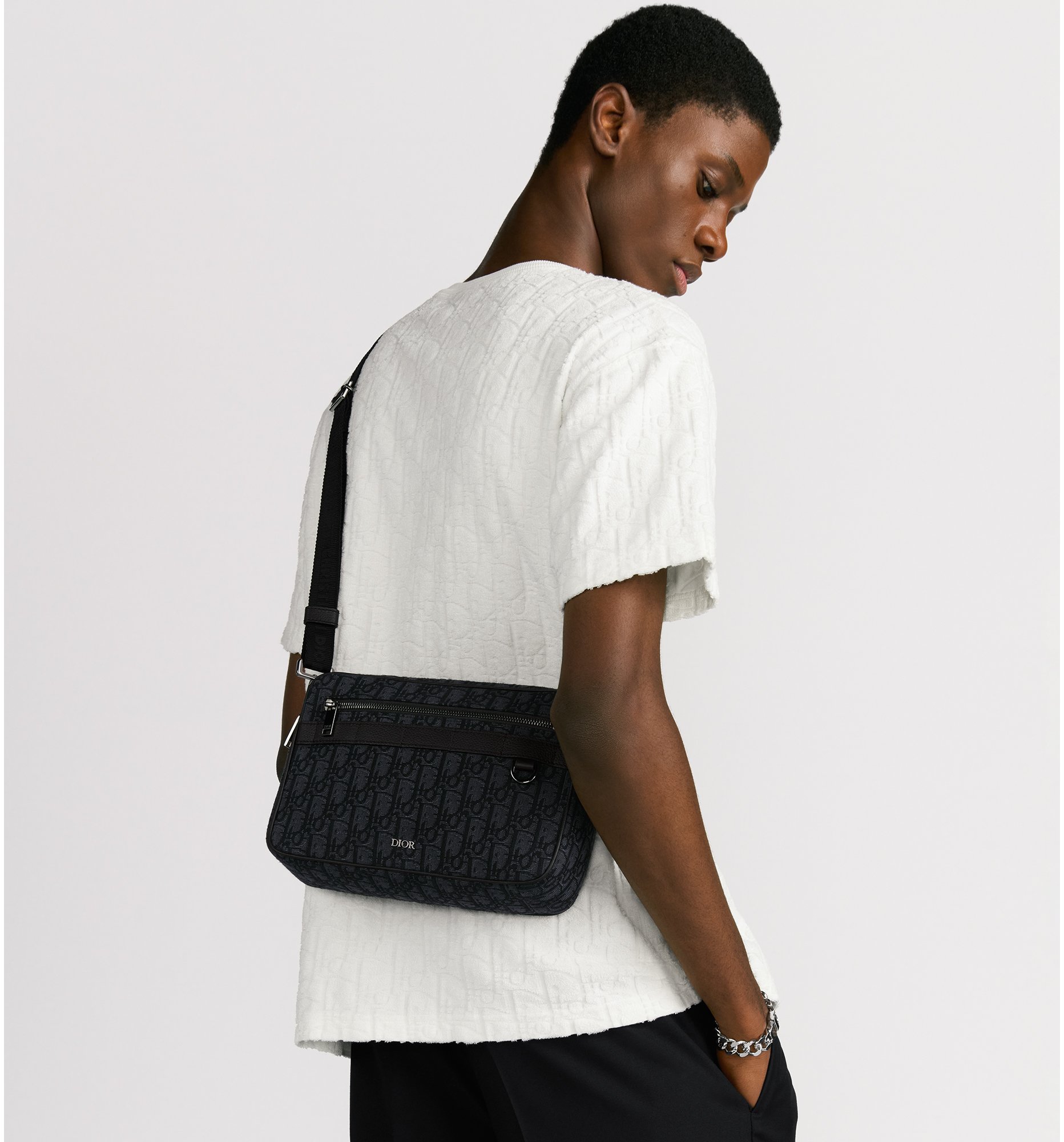 Safari Bag with Strap Black Dior Oblique Jacquard | DIOR