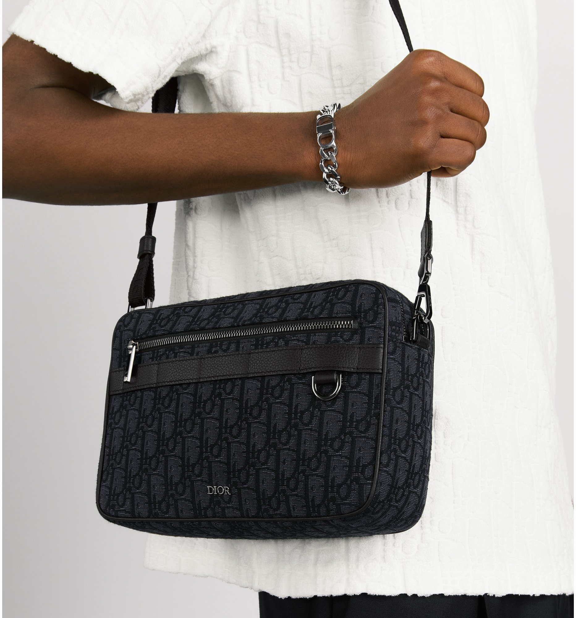 Safari Bag with Strap Black Dior Oblique Jacquard | DIOR