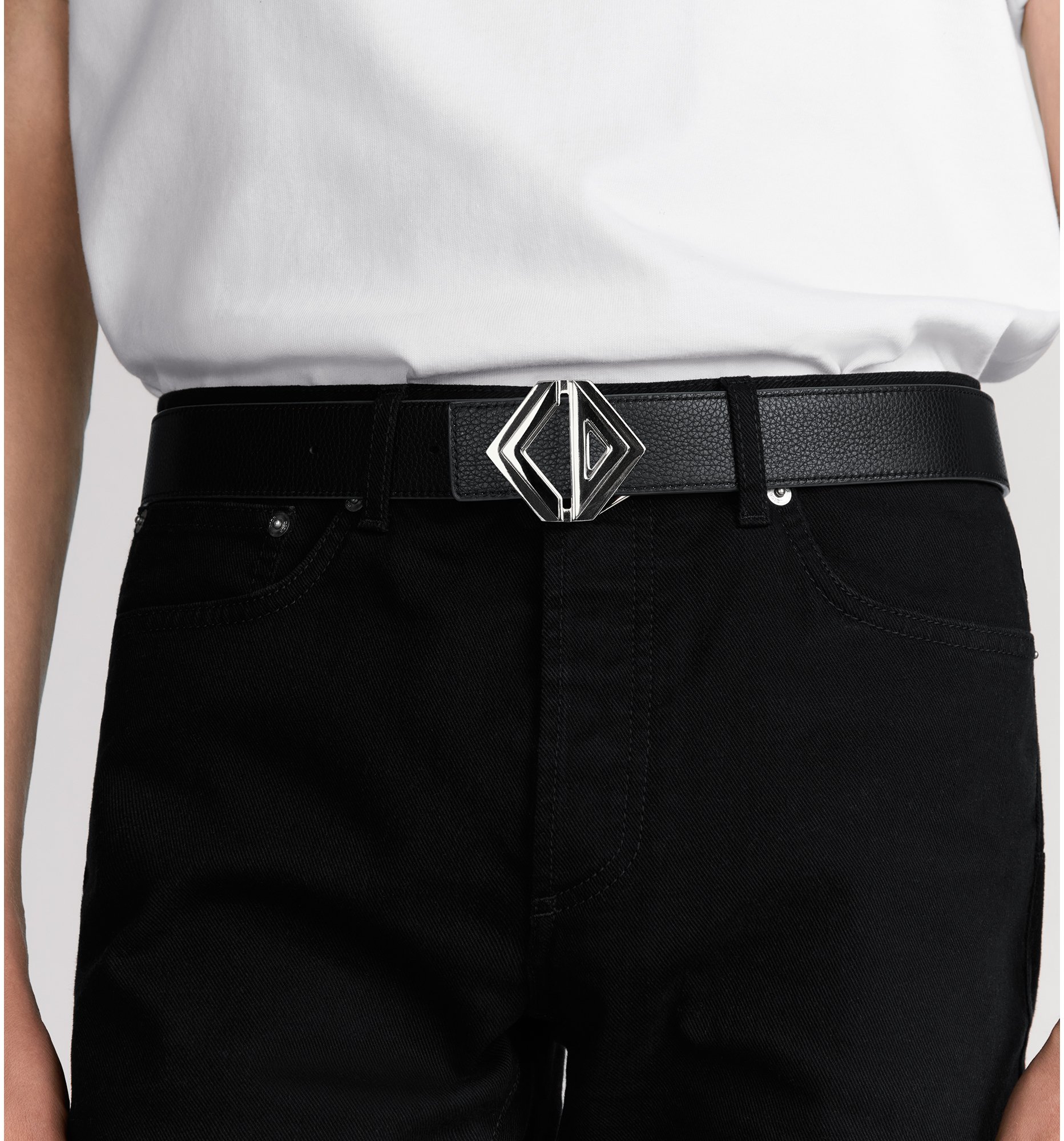 CD Diamond Belt Buckle Palladium-Finish Brass, 40 MM | DIOR