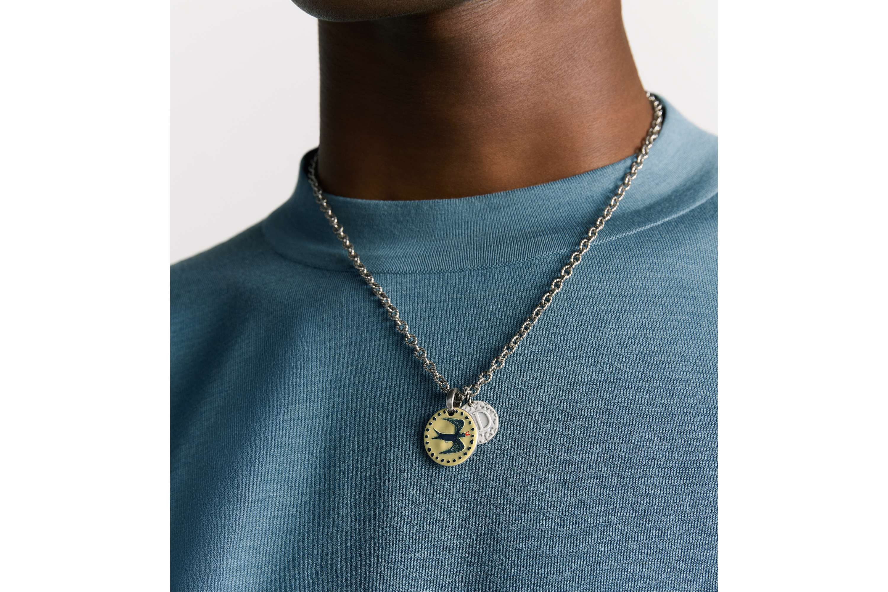DIOR AND HYLTON NEL Pendant Necklace Silver-Finish Brass with Yellow ...