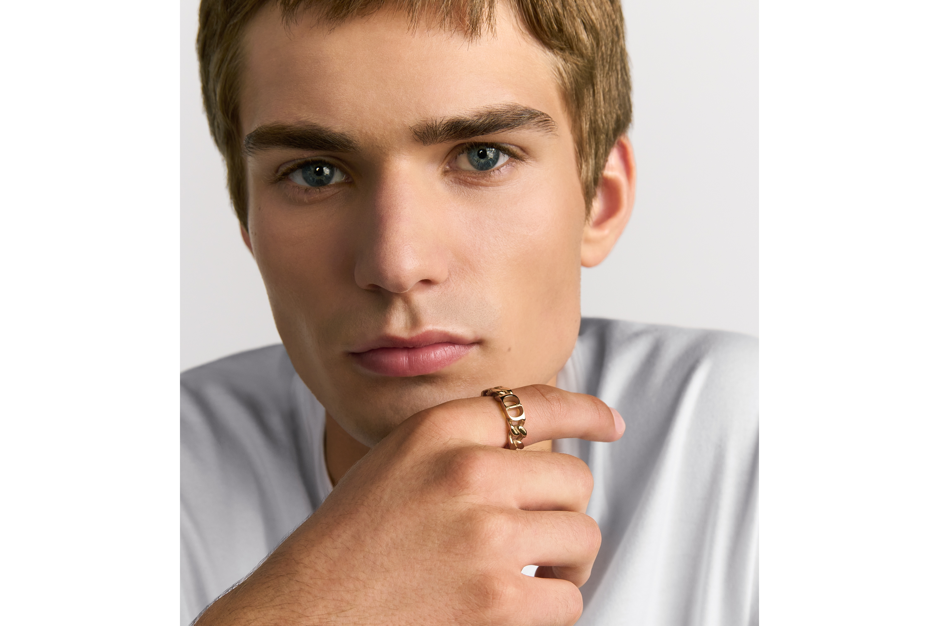 CD Icon Chain Link Ring Gold-Plated Silver | DIOR