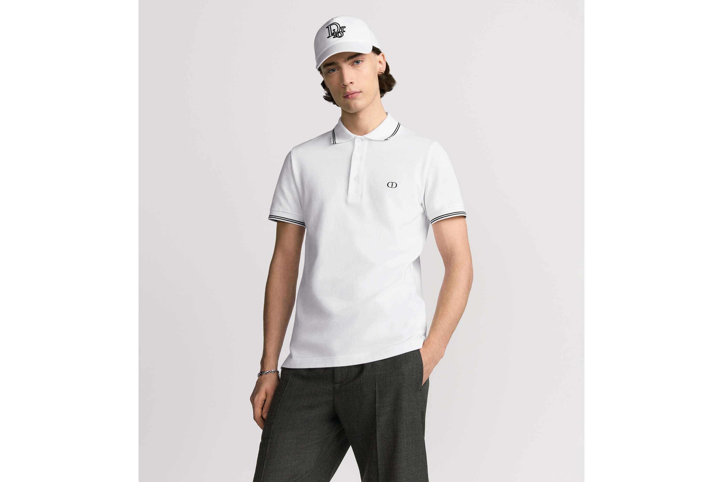 CD Icon Polo Shirt White Cotton Piqué | DIOR