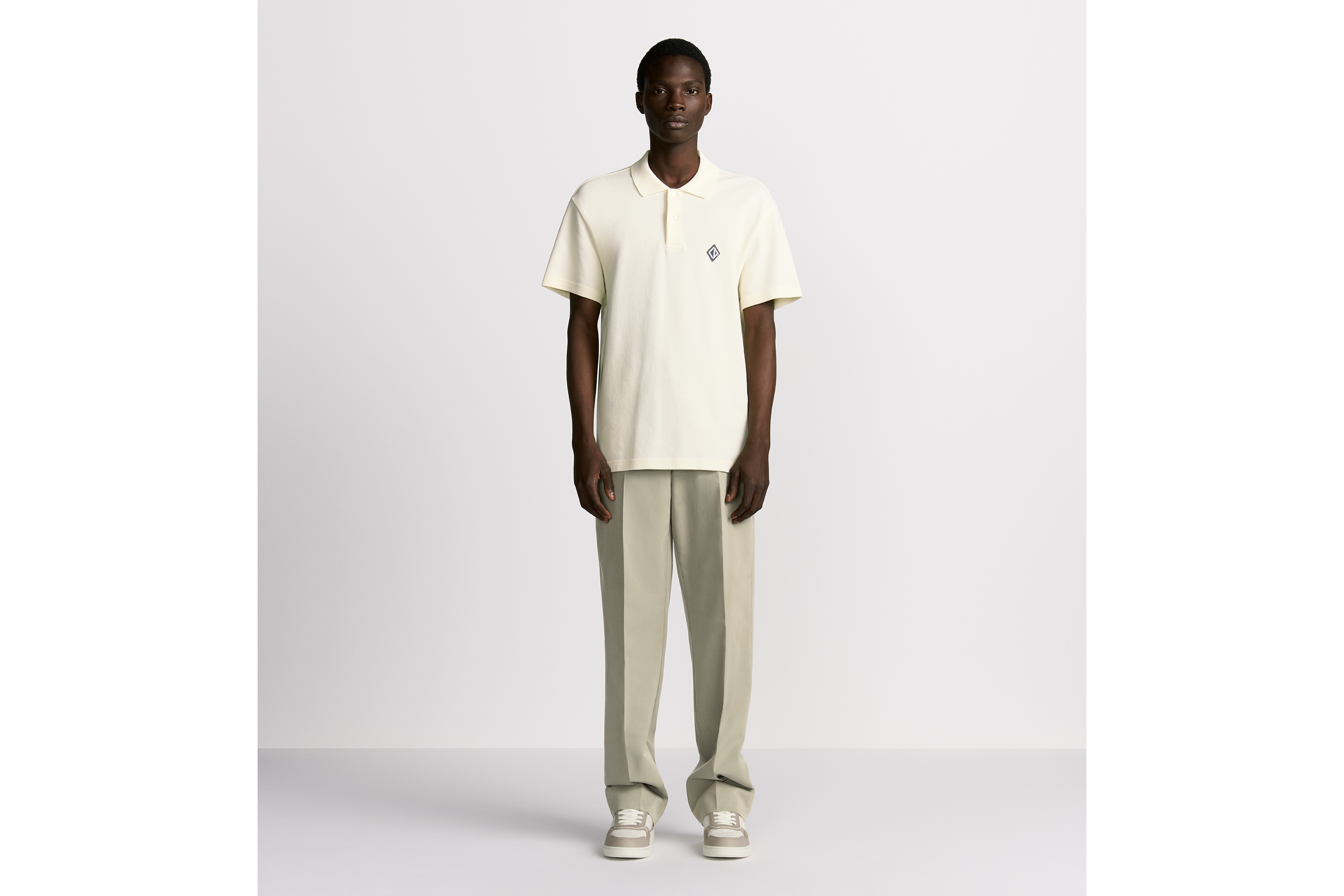 CD Diamond Polo Shirt Off-White Cotton Piqué Crepe | DIOR