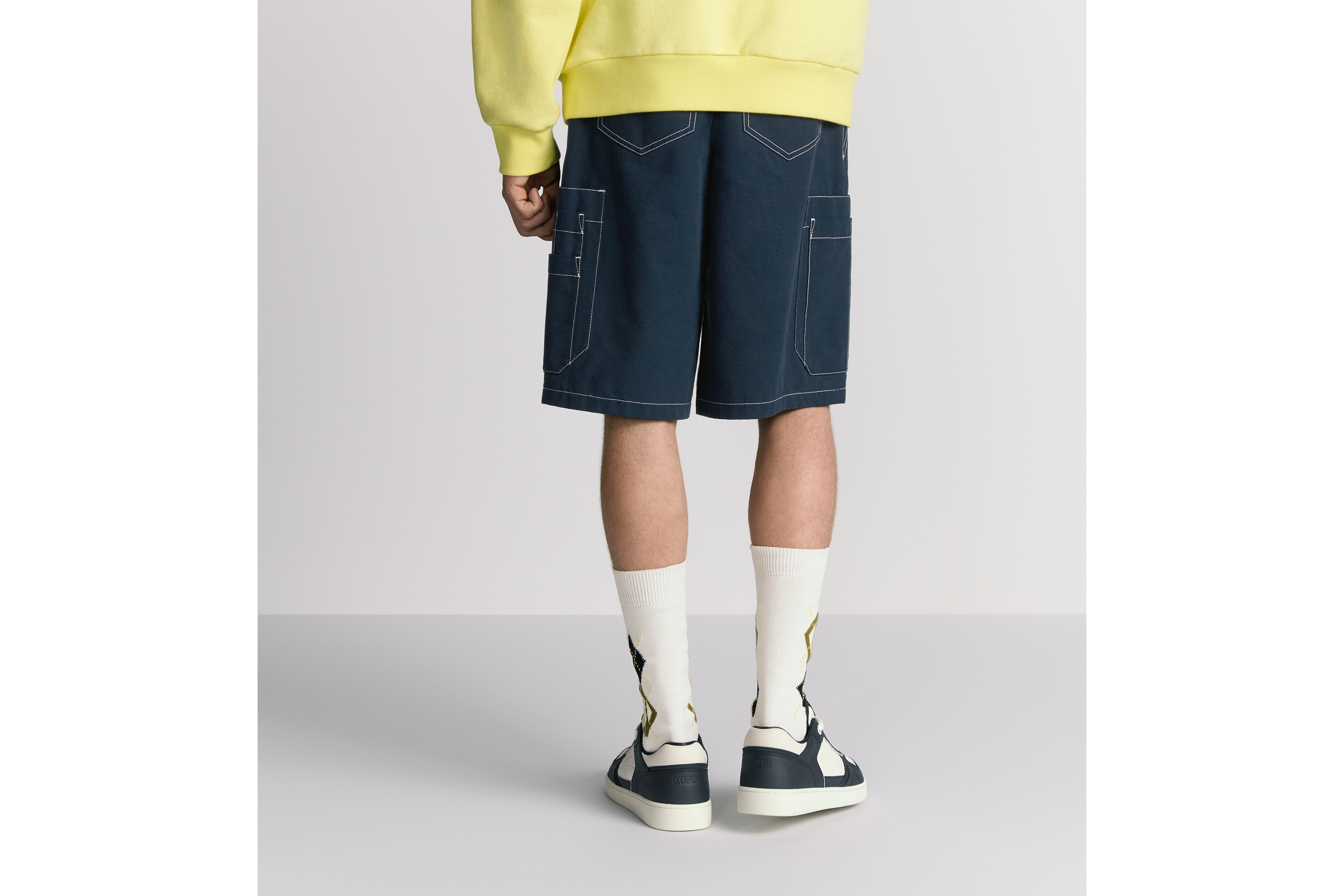 CD Diamond Bermuda Shorts Navy Blue Cotton Twill | DIOR