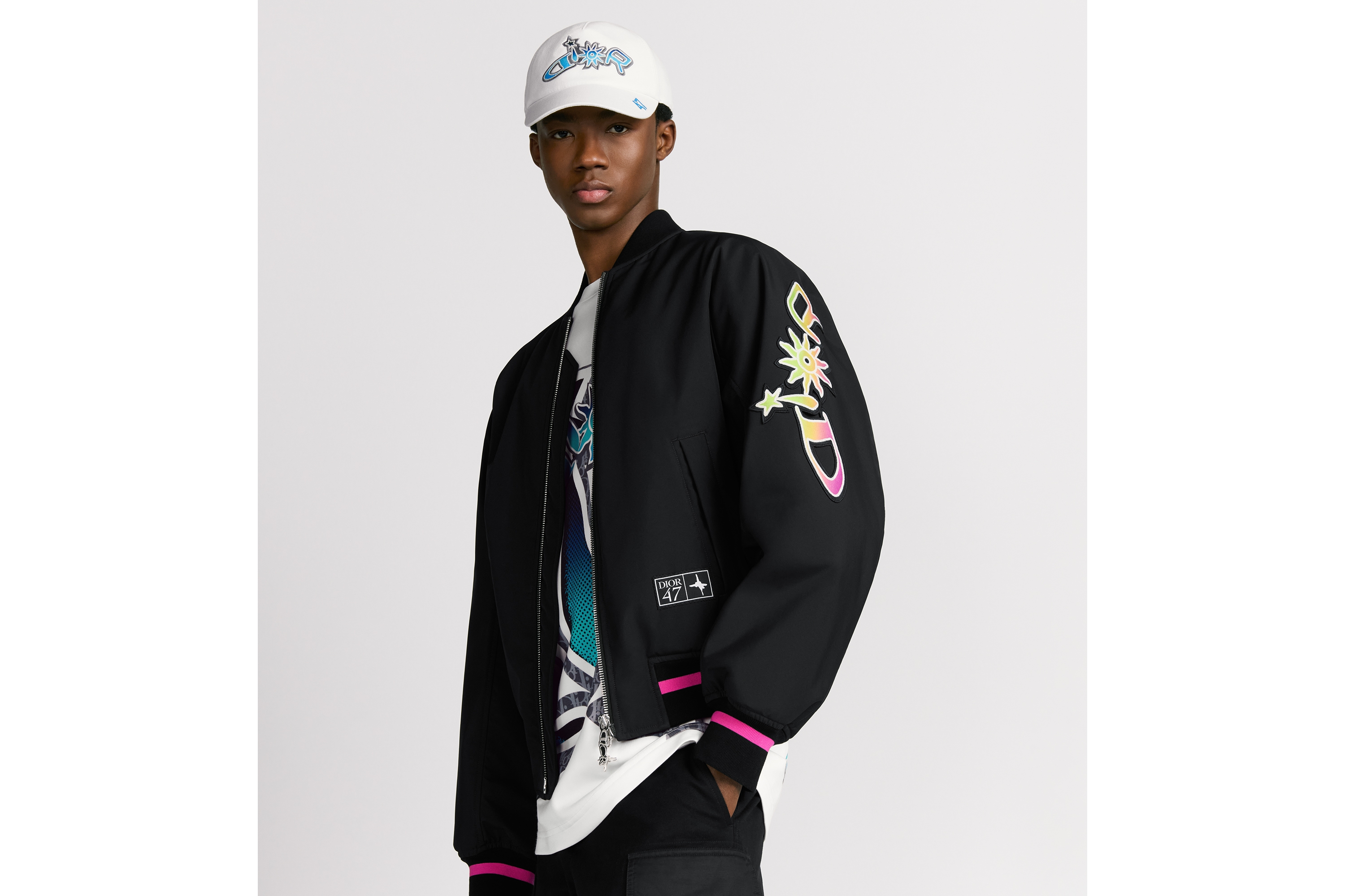 DIOR AND LEWIS HAMILTON Blouson Jacket Black Technical Fabric | DIOR