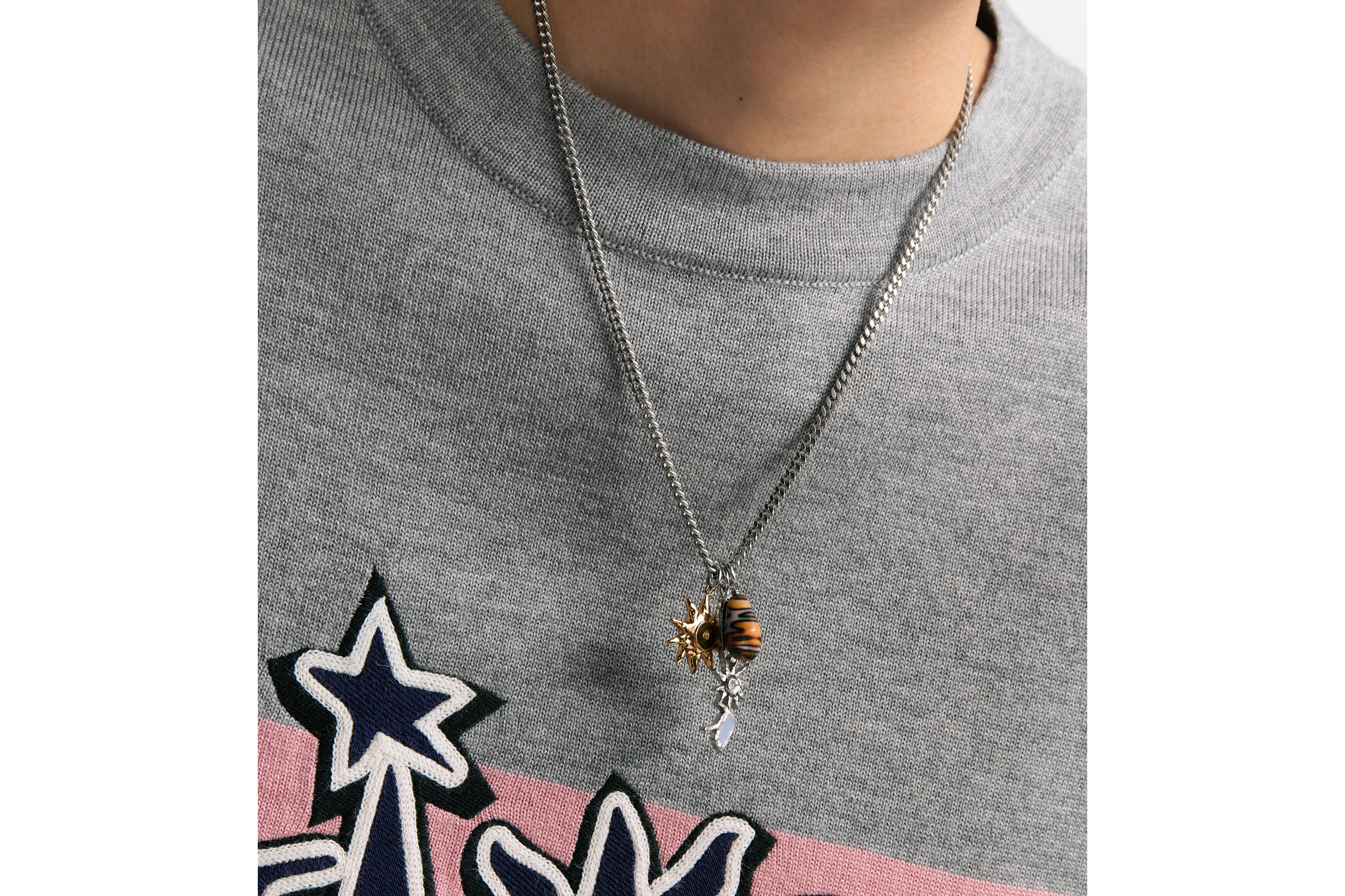 DIOR AND LEWIS HAMILTON Pendant Necklace Multicolor Resin Cabochon ...